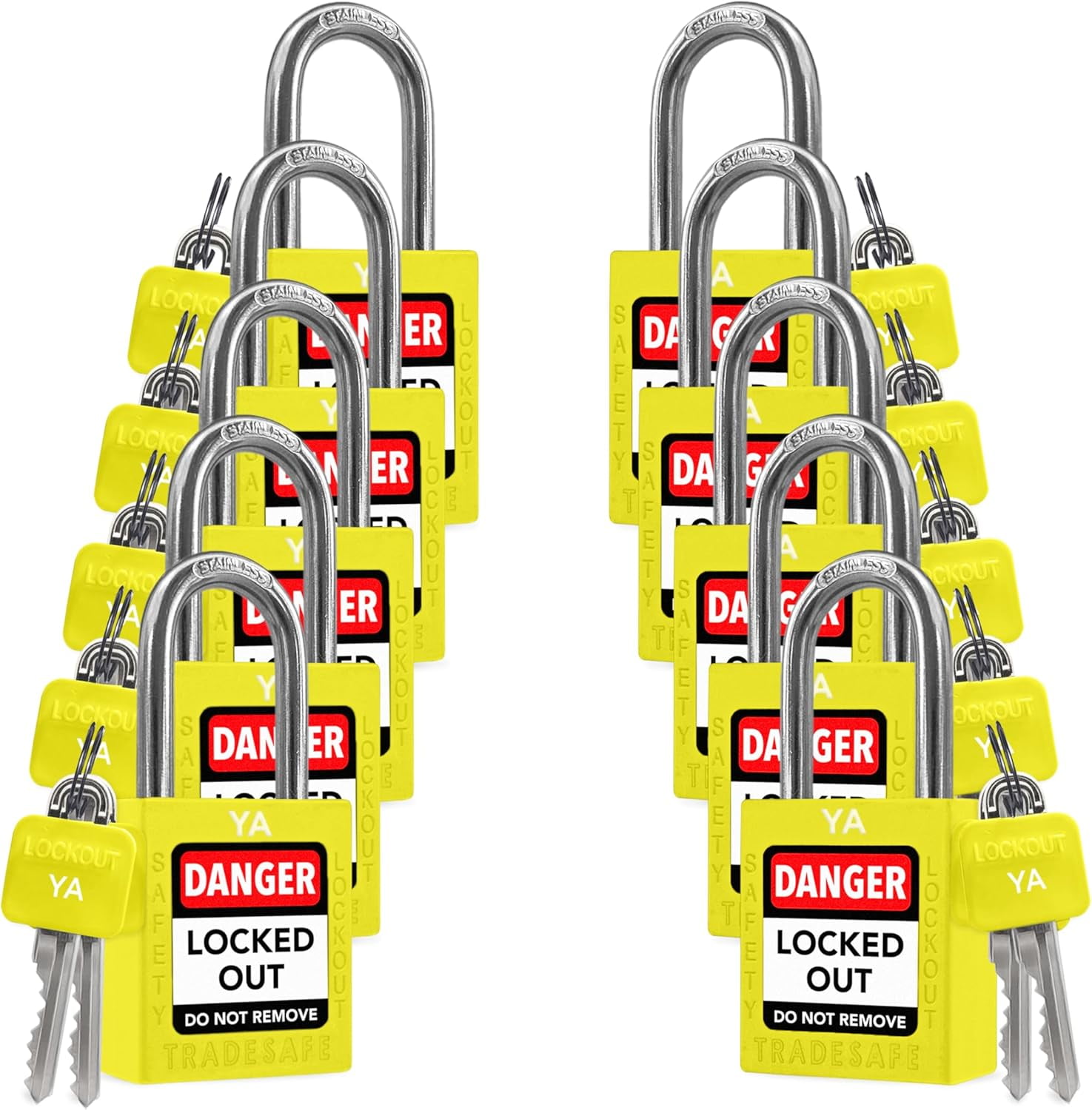 TRADESAFE Lockout Tagout Locks, Yellow Keyed Alike Unlimited Grouping ...