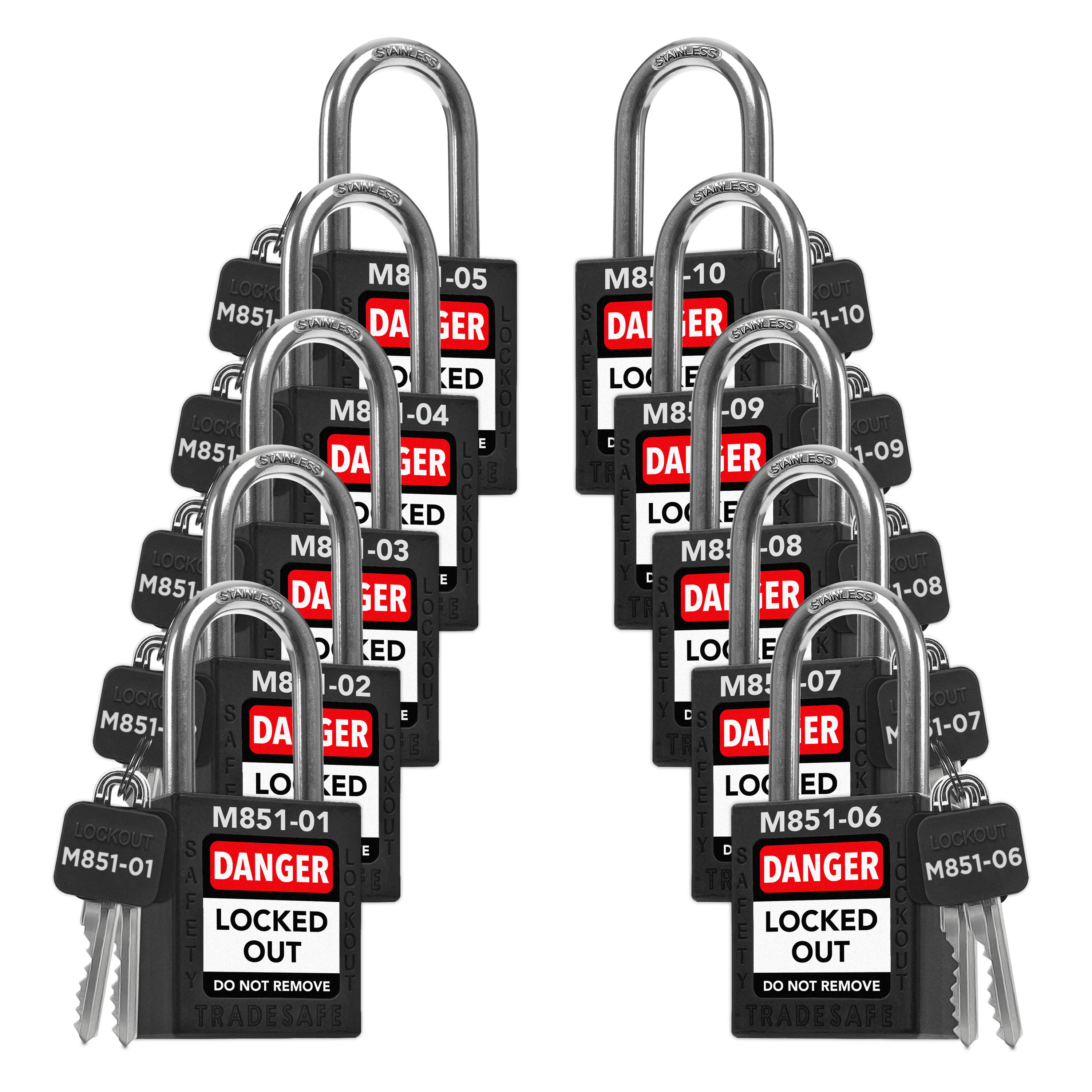 TRADESAFE Lockout Tagout Locks with Master Keys, Black Keyed Different ...