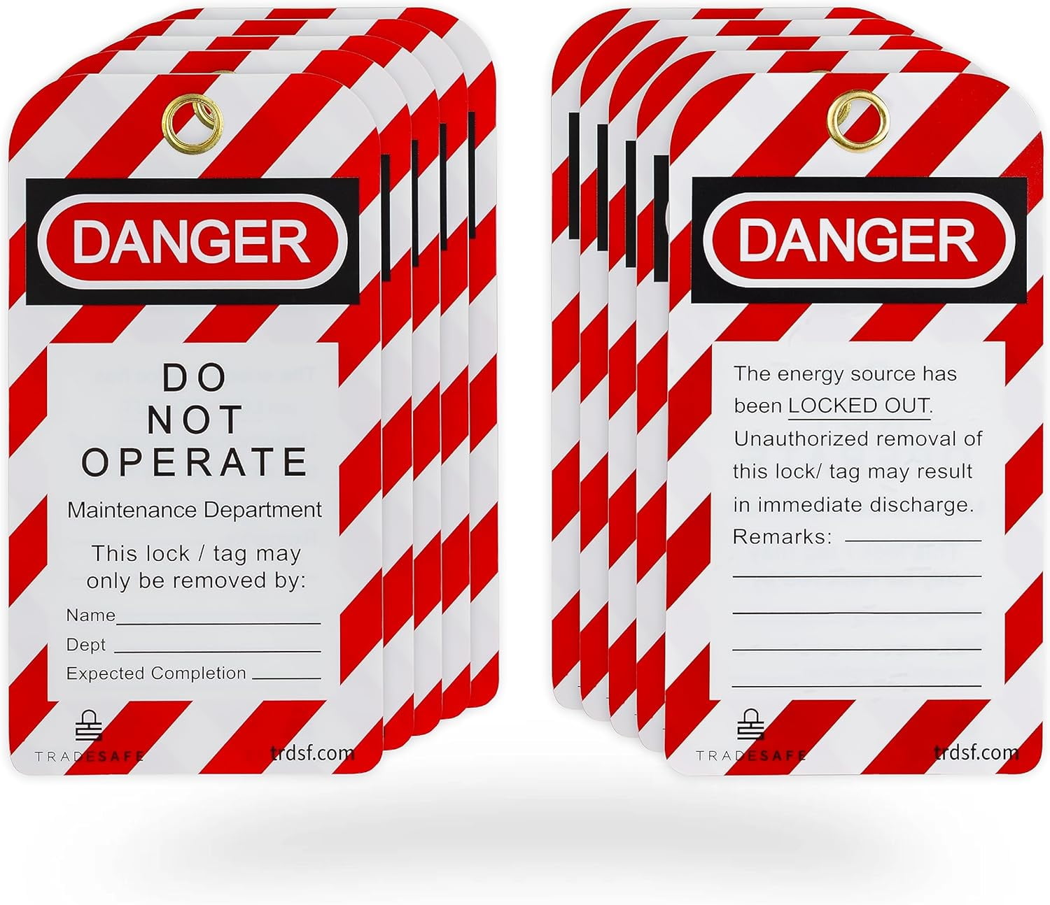 TRADESAFE Lockout Tagout Tags, LOTO Tags 5-1/2” x 3”, 32-mil PVC Vinyl ...