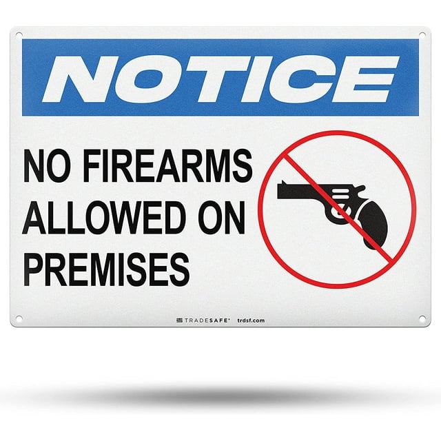 TRADESAFE No Guns Allowed Sign, Wall Notice Safety Signs, 14” x 10”, 40 ...