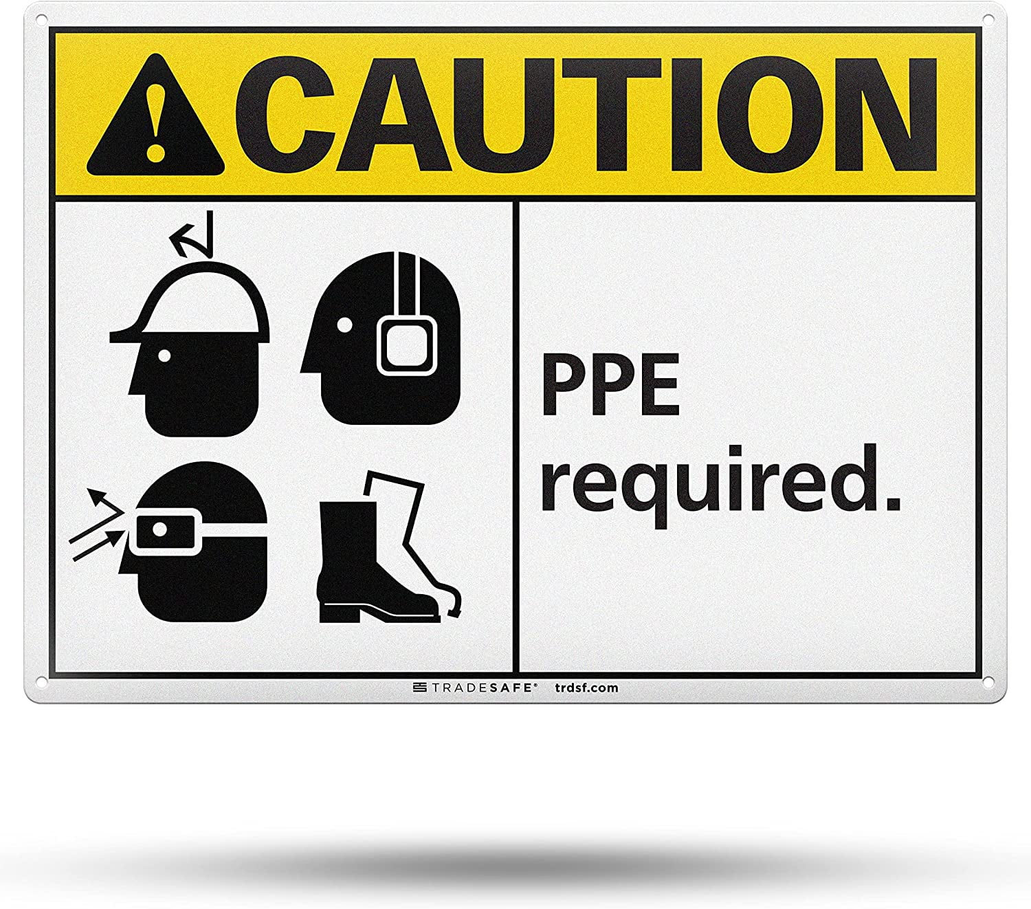 TRADESAFE PPE Equipment Required Sign, Wall PPE Sign 14” x 10”, 40 Mil ...
