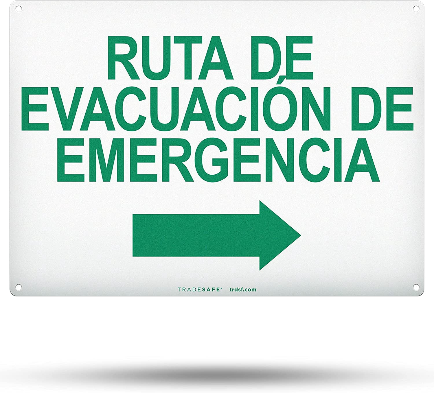 TRADESAFE RUTA DE EVACUACIÓN DE EMERGENCIA Arrow Right, Evacuation Sign ...