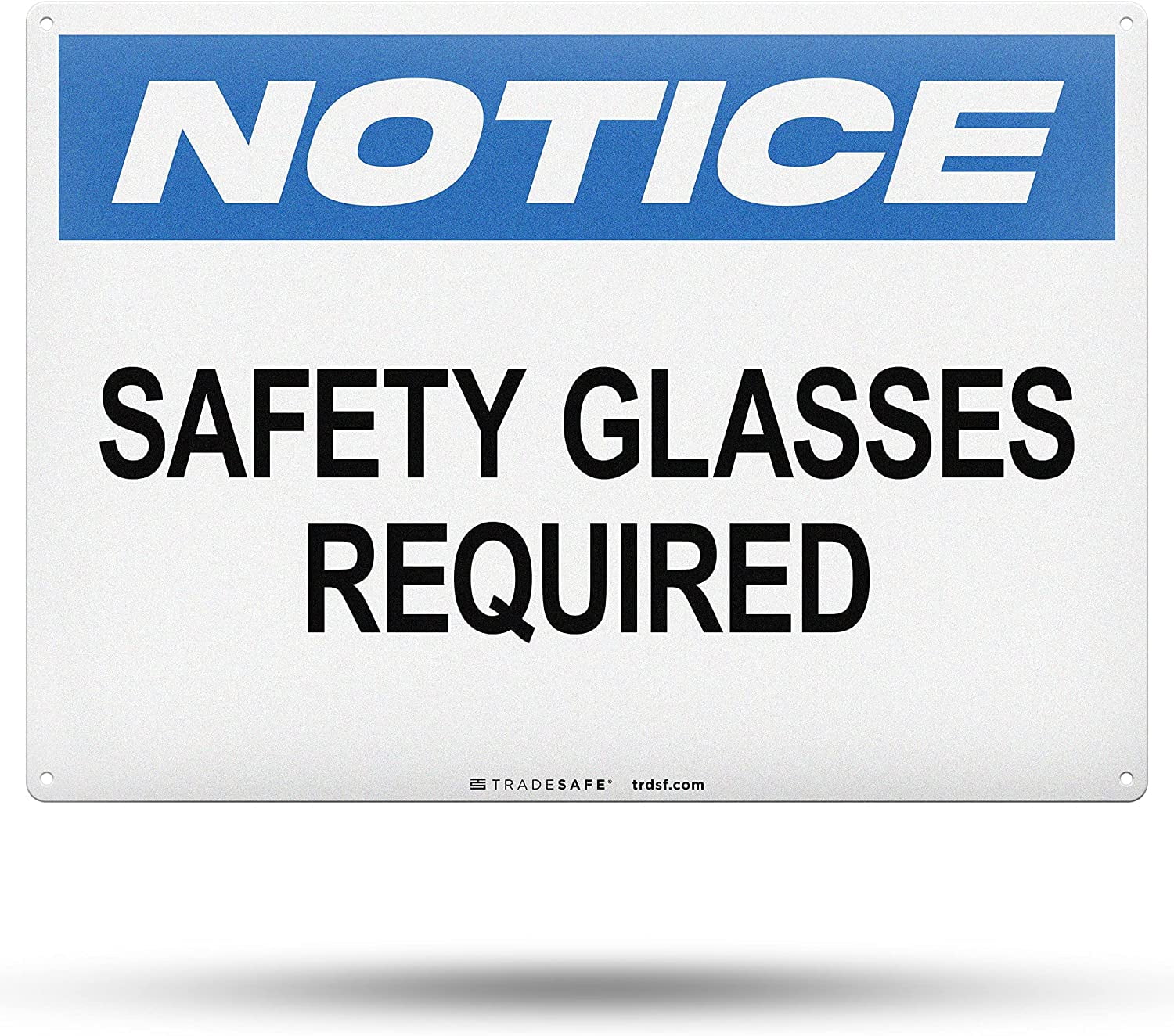 TRADESAFE Safety Glasses Required Sign, PPE Equipment Wall Sign 14” x ...