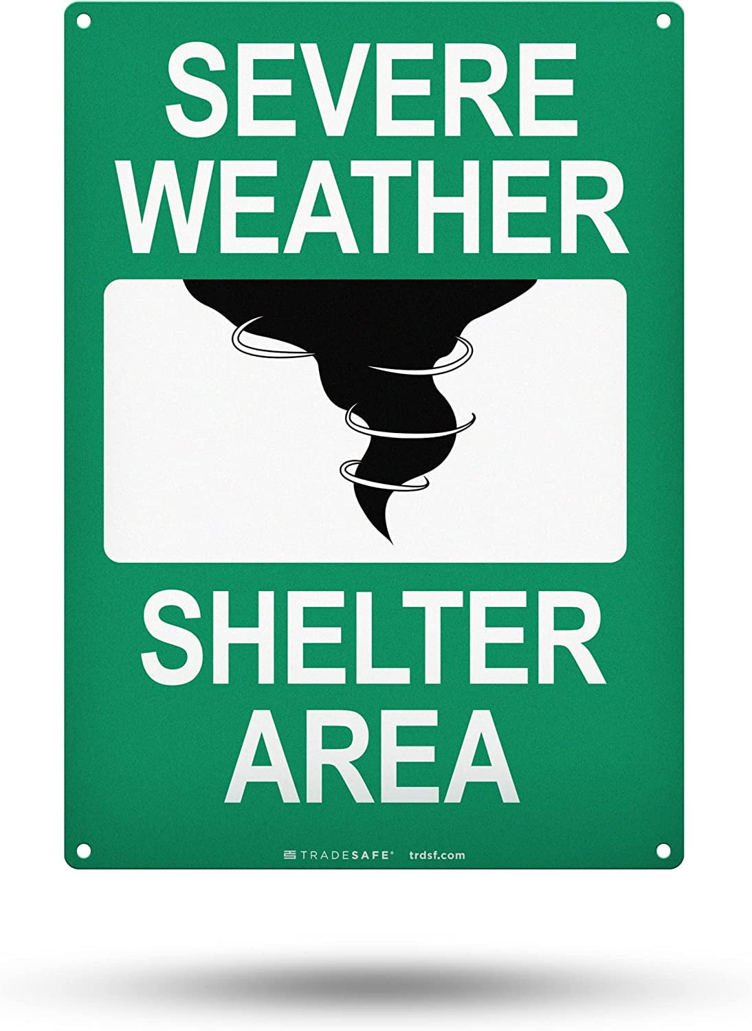 TRADESAFE Severe Weather Shelter Area Sign, Wall Safety Signs, 10” x 14 ...