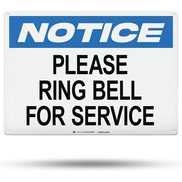TRADESAFER Ring Bell For Service Sign, Wall Notice Signs, 14” x 10”, 40 ...