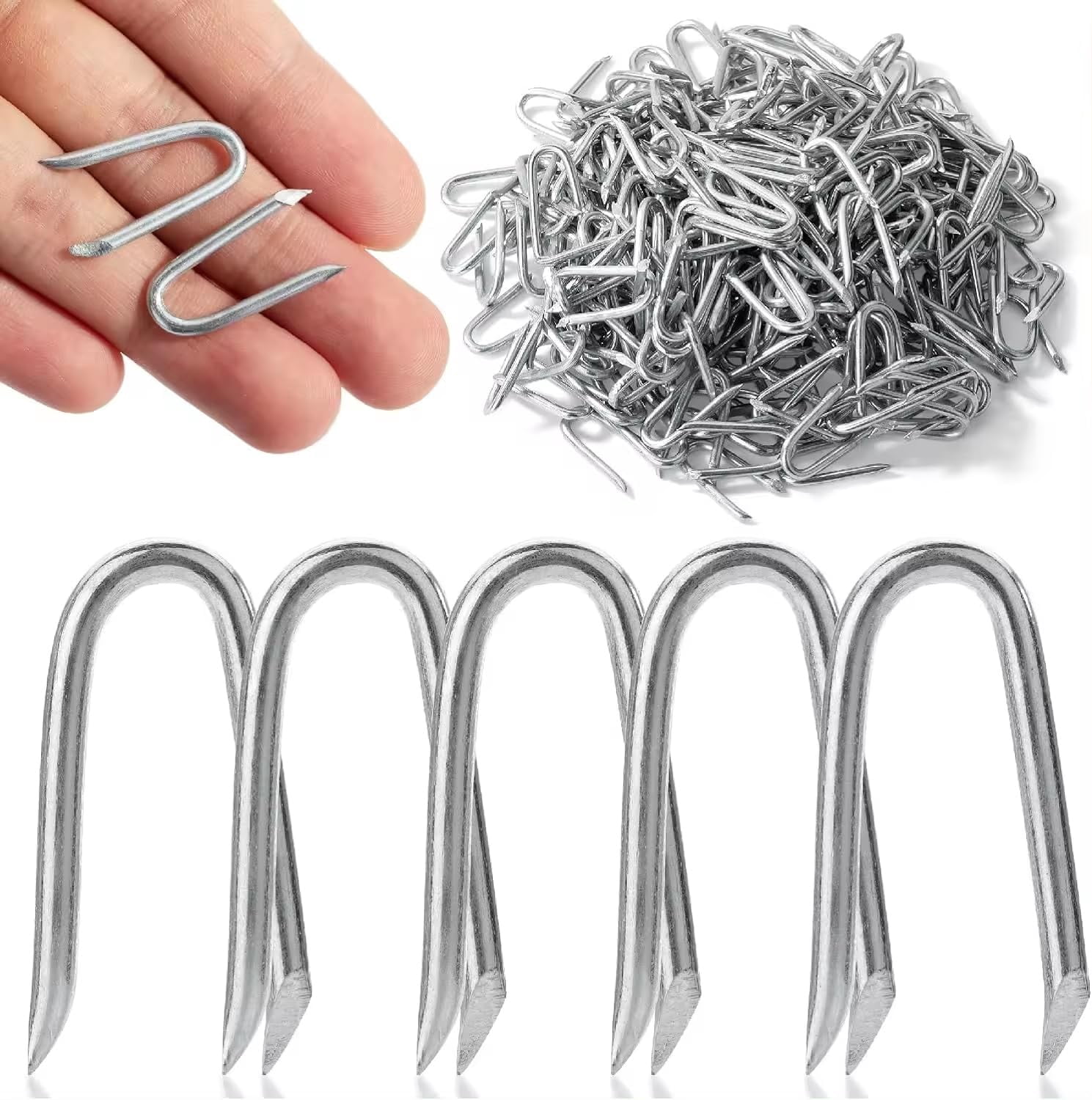 TRAE Steel Wire Fencing Staples (250 pcs) 0.98" inch Galvanized U ...