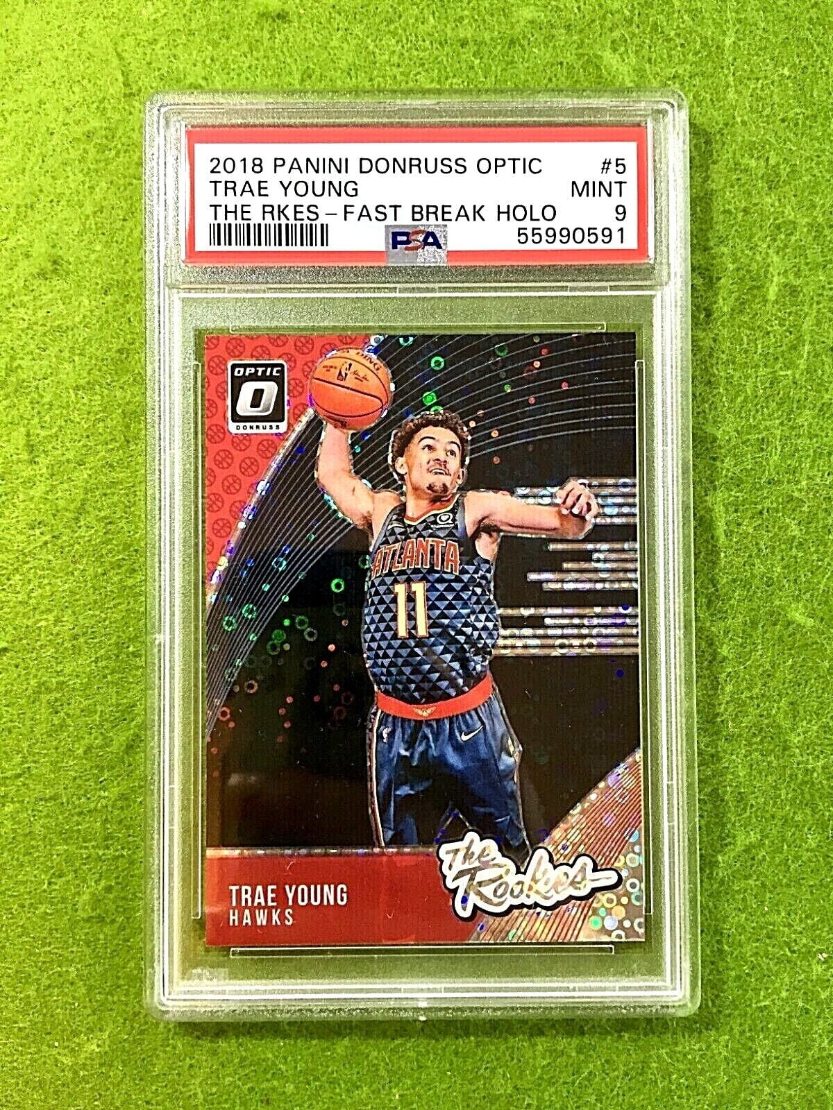 TRAE YOUNG HOLO PRIZM ROOKIE CARD PSA 9 MINT 2018 Optic Trae Young FAST ...