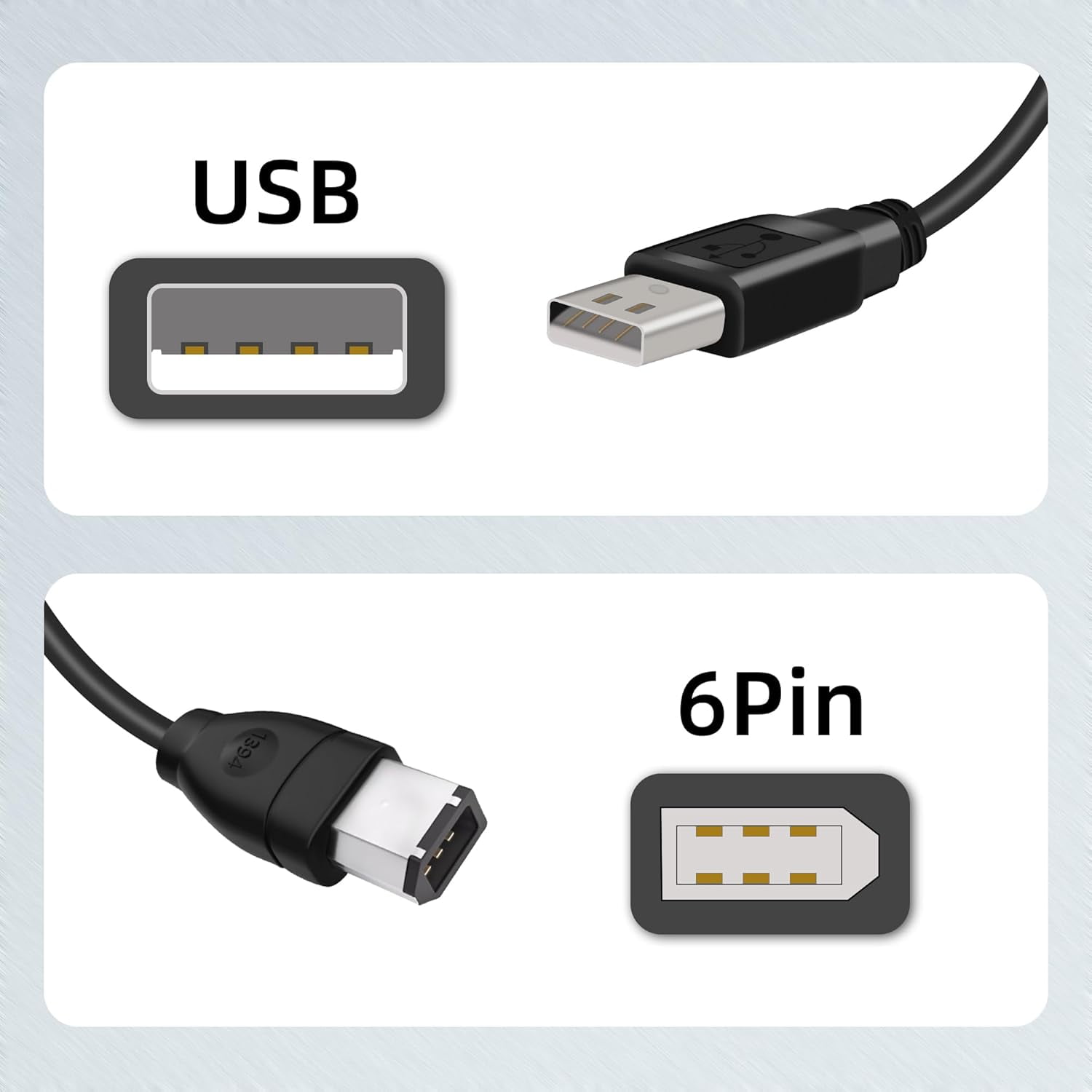 TRAHOO-1.8m USB 2.0 Type A Male to IEEE 1394 Firewire 6Pin Male Data ...