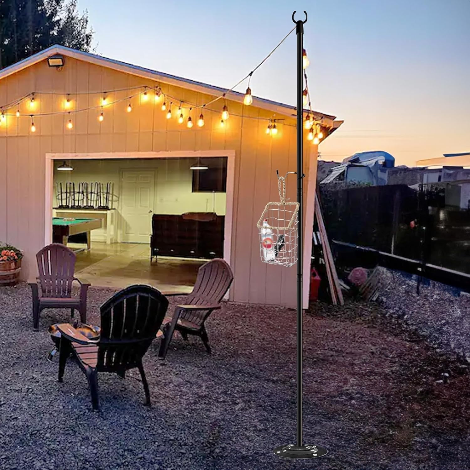 TRAHOO-1 PK 8 FT String Light Poles for Outdoor String Lights with Hook ...