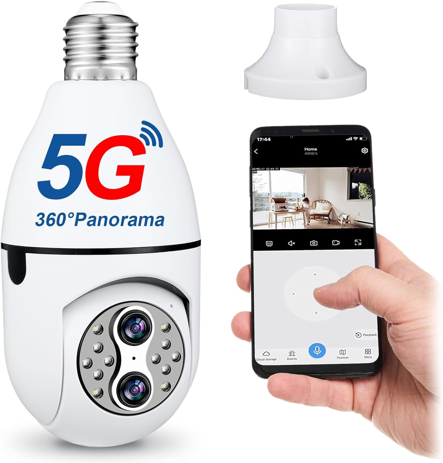 TRAHOO-1 Piece 2K Light Bulb Security Camera 5GHz 2.4GHz Security ...