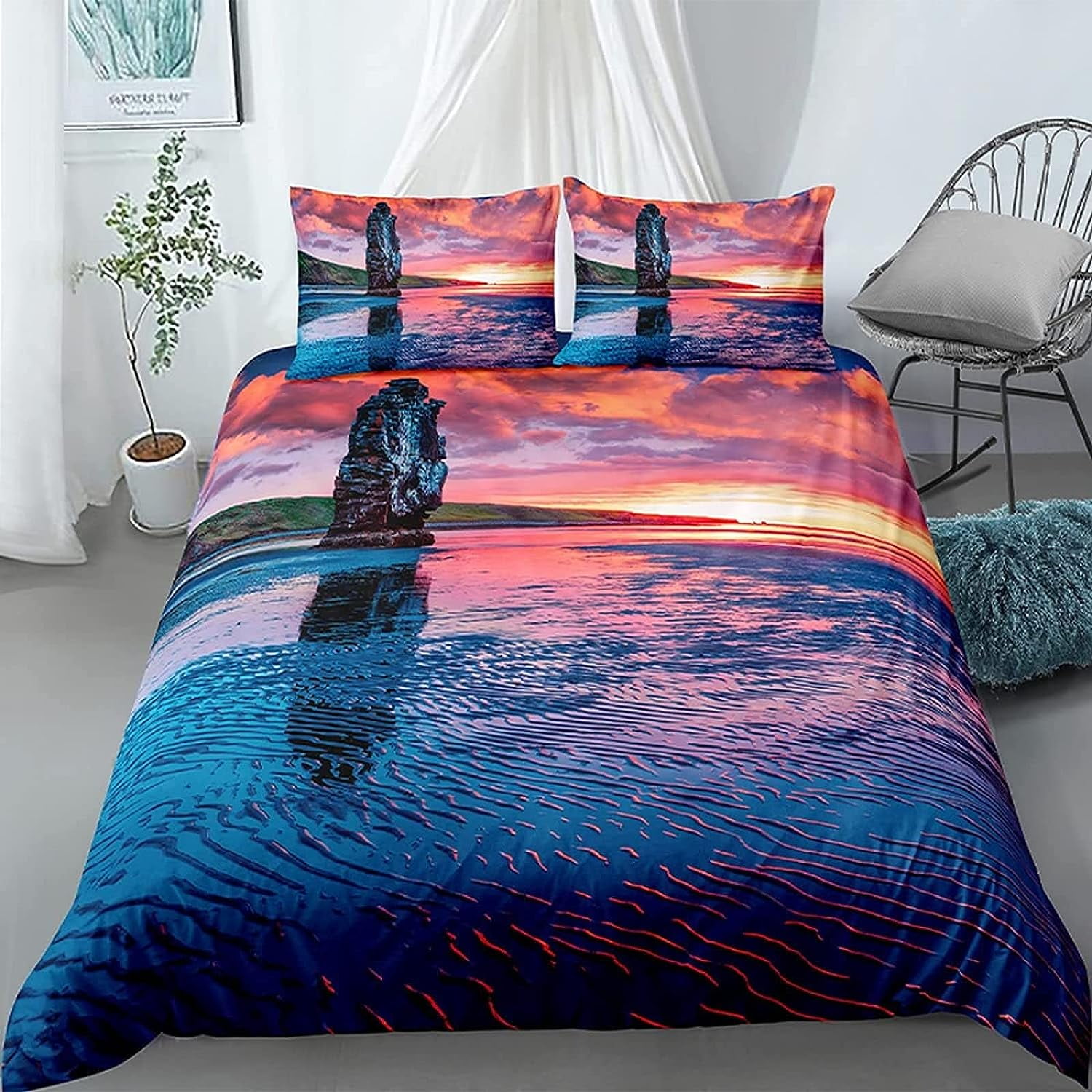 TRAHOO-1 duvet cover 220X260CM + 2 pillowcases50*75CM Sunset Landscape ...