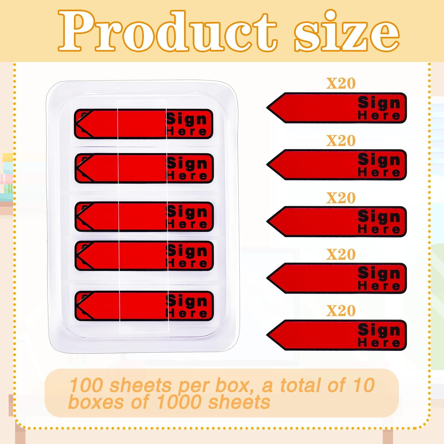 TRAHOO-10 Pack 1000 Pieces Sign Here Tabs Sign Here Stickers Sign Here ...