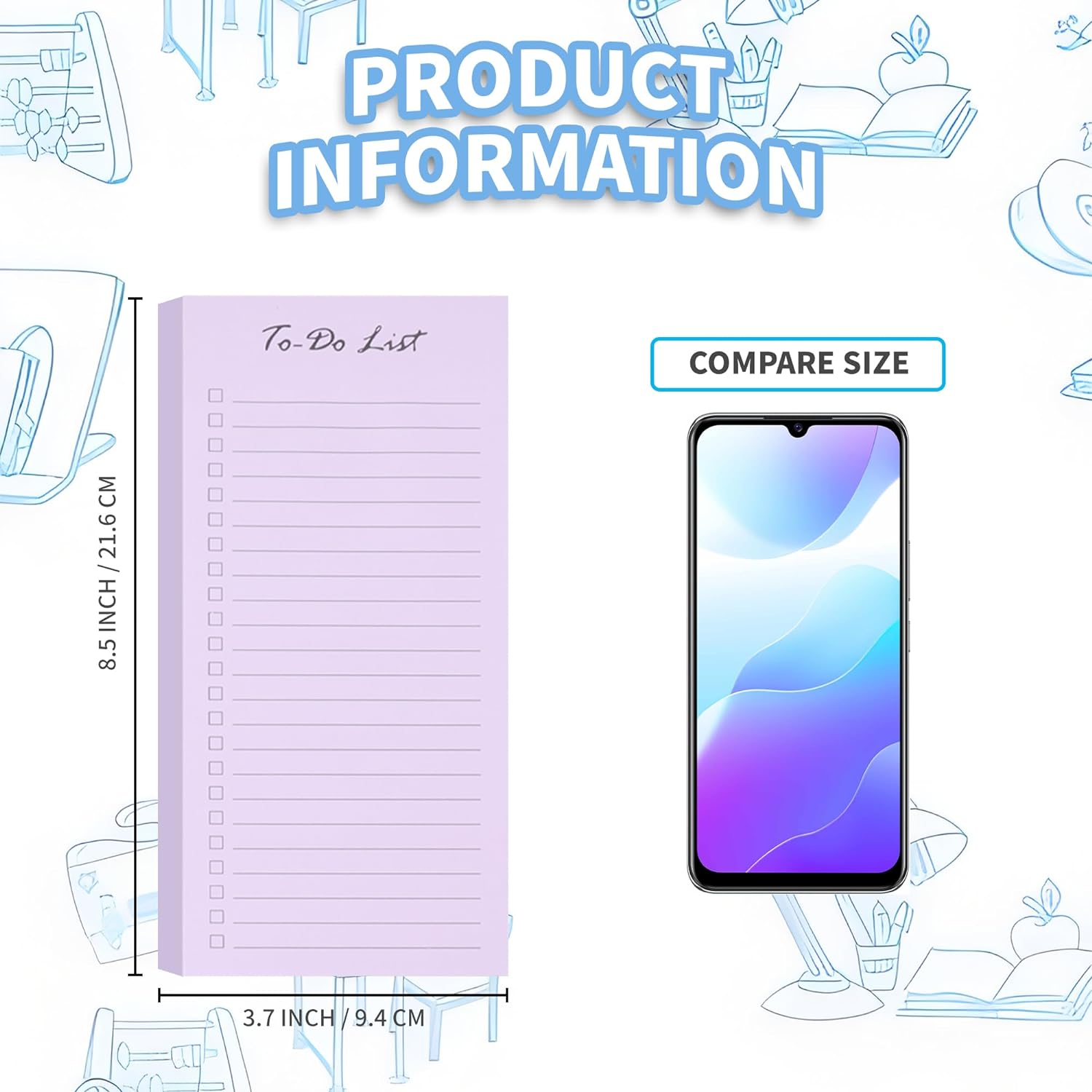 TRAHOO-10 Pack to Do List Sticky Notes,Self-Stick Notes with Line ...