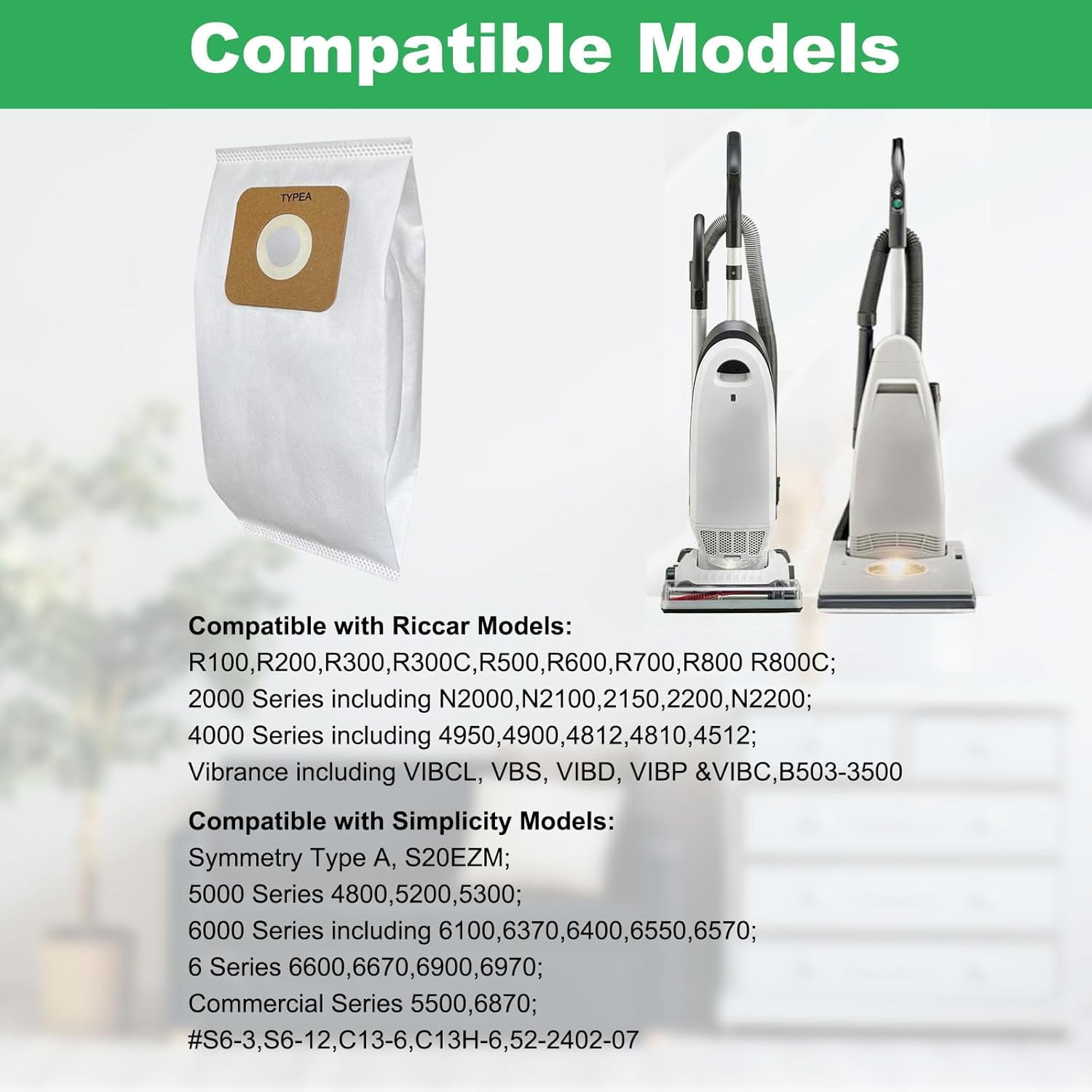 TRAHOO-10 Pack Type A HEPA Vacuum Bags for Riccar Vibrance R20E ...