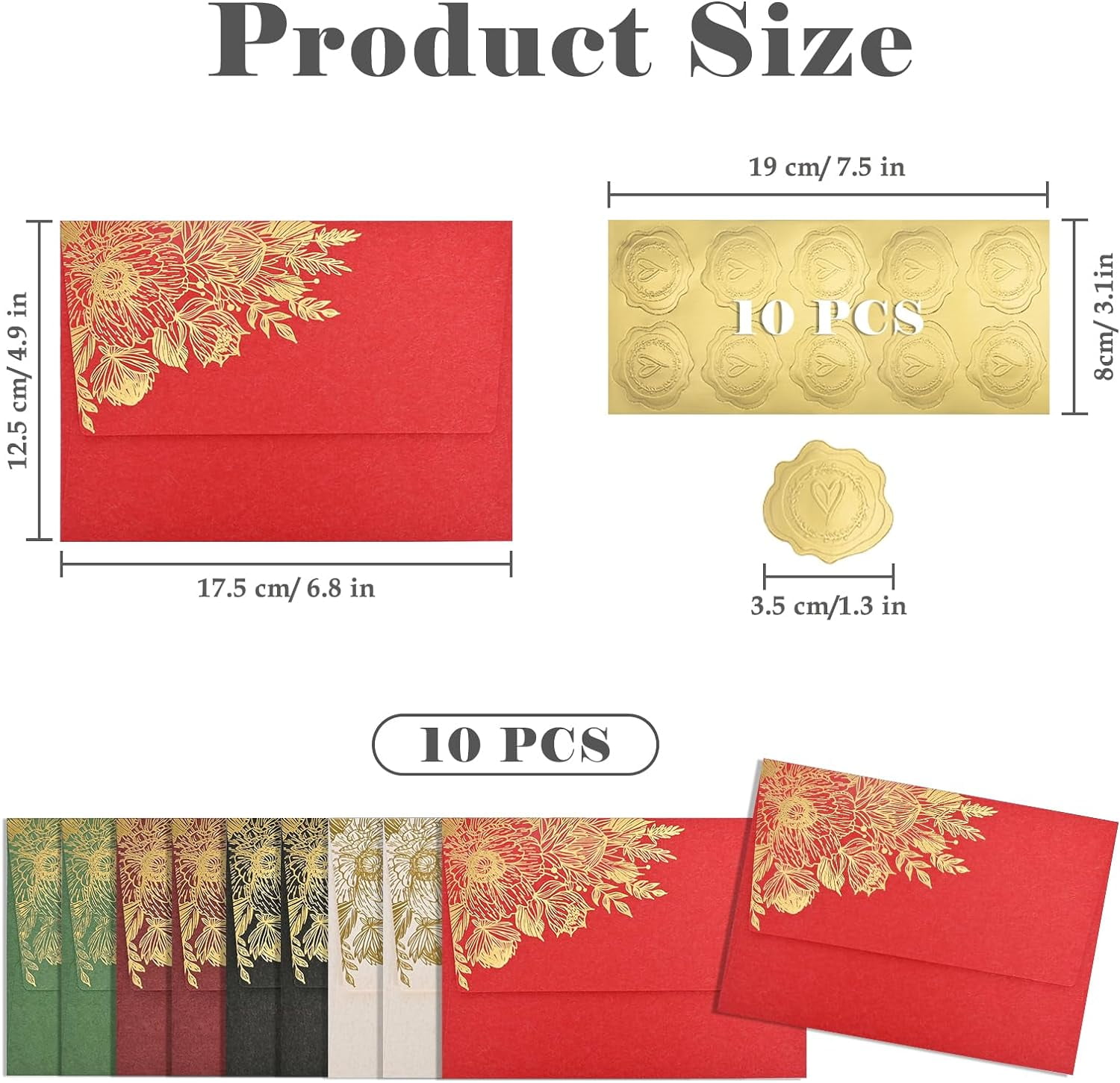 TRAHOO-10 Packs 4x6 Vintage Envelopes with Golden Flower Pattern, A6 ...