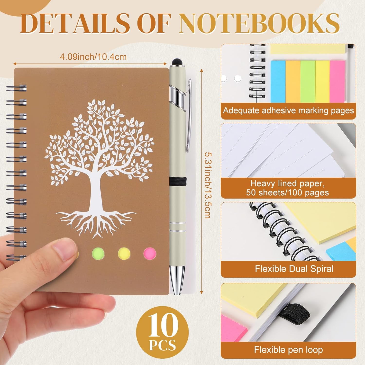TRAHOO-10 Sets Small Notebook with Pen Journals Bulk with Sticky Notes ...