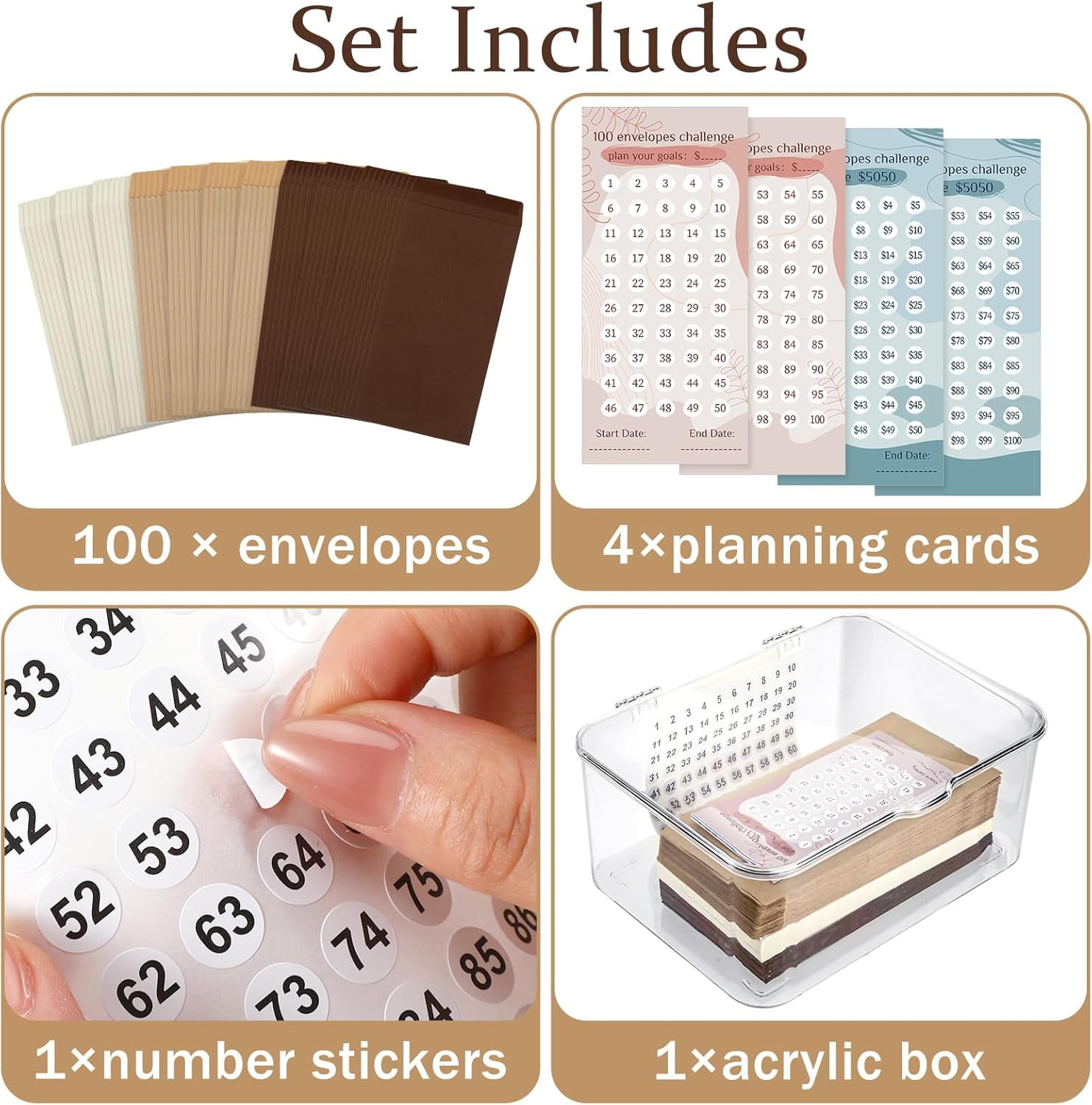 TRAHOO-100 Day Money Saving Challenge Kit 100 Envelope Challenge Kit ...