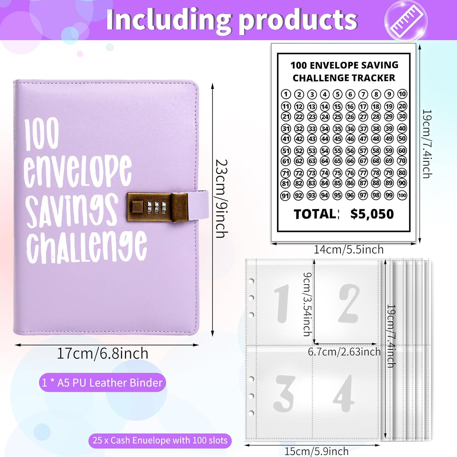 TRAHOO-100 Envelope Money Saving Challenge Money Saving Binder with ...