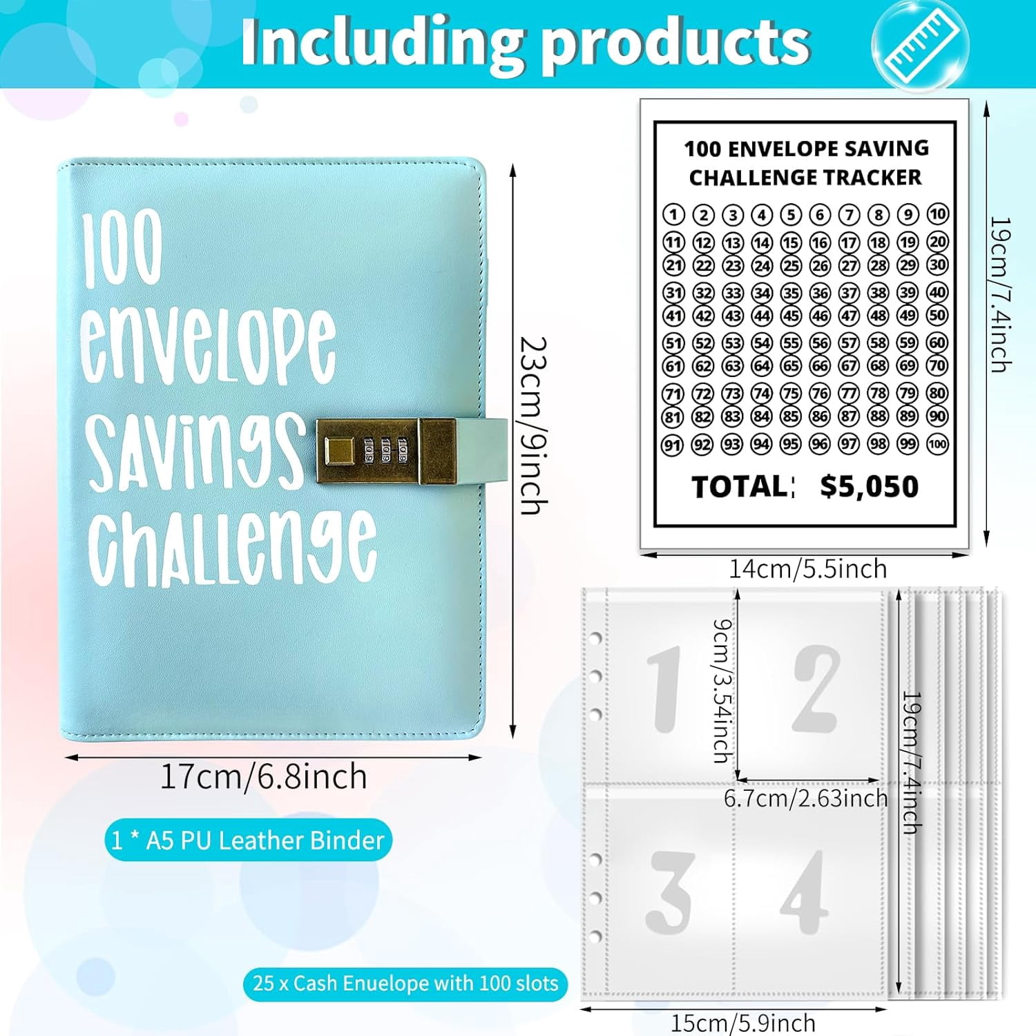 TRAHOO-100 Envelope Money Saving Challenge Money Saving Binder with ...