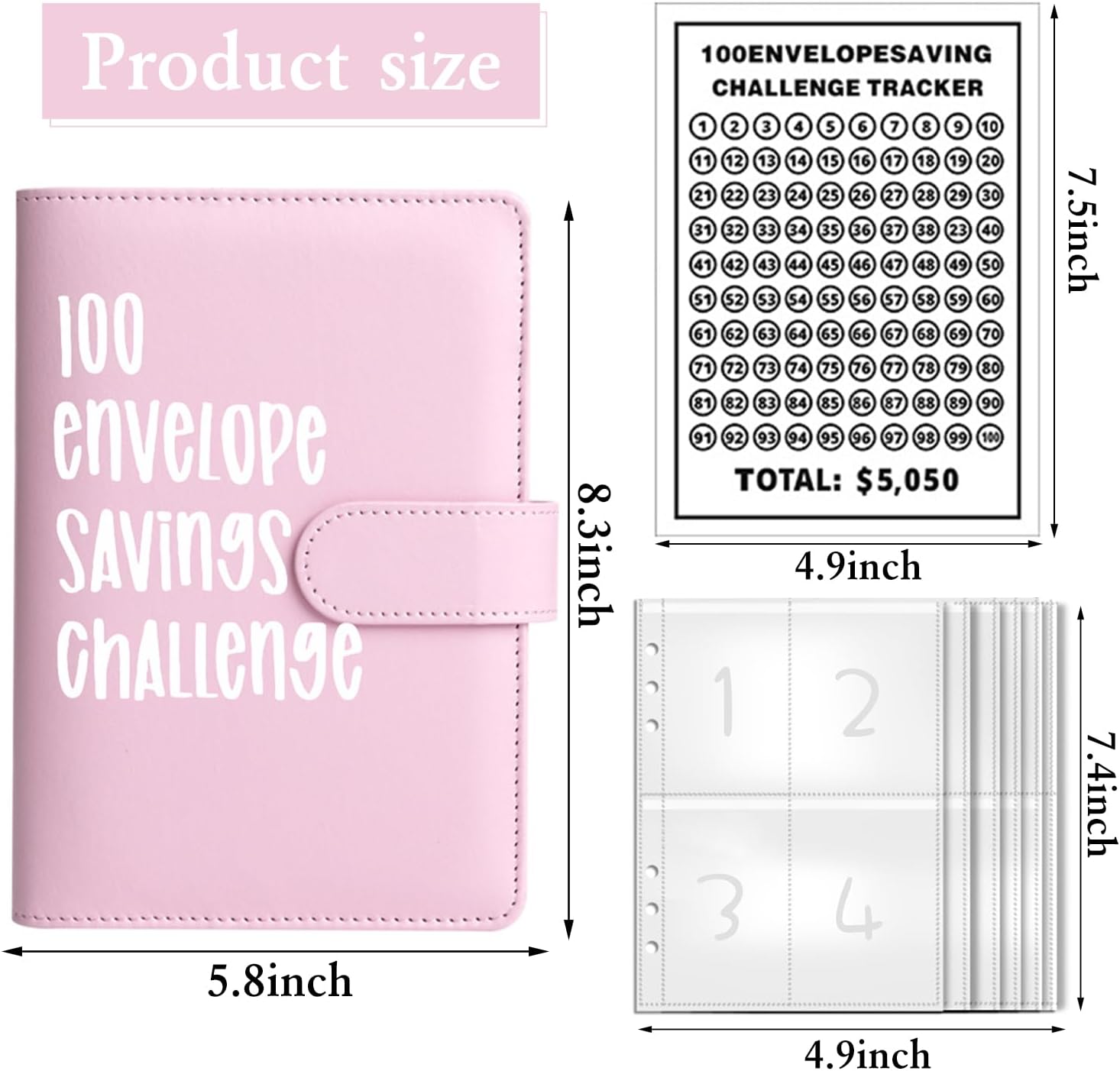 TRAHOO-100 Envelope Money Saving Challenge Money Saving Binder Savings ...