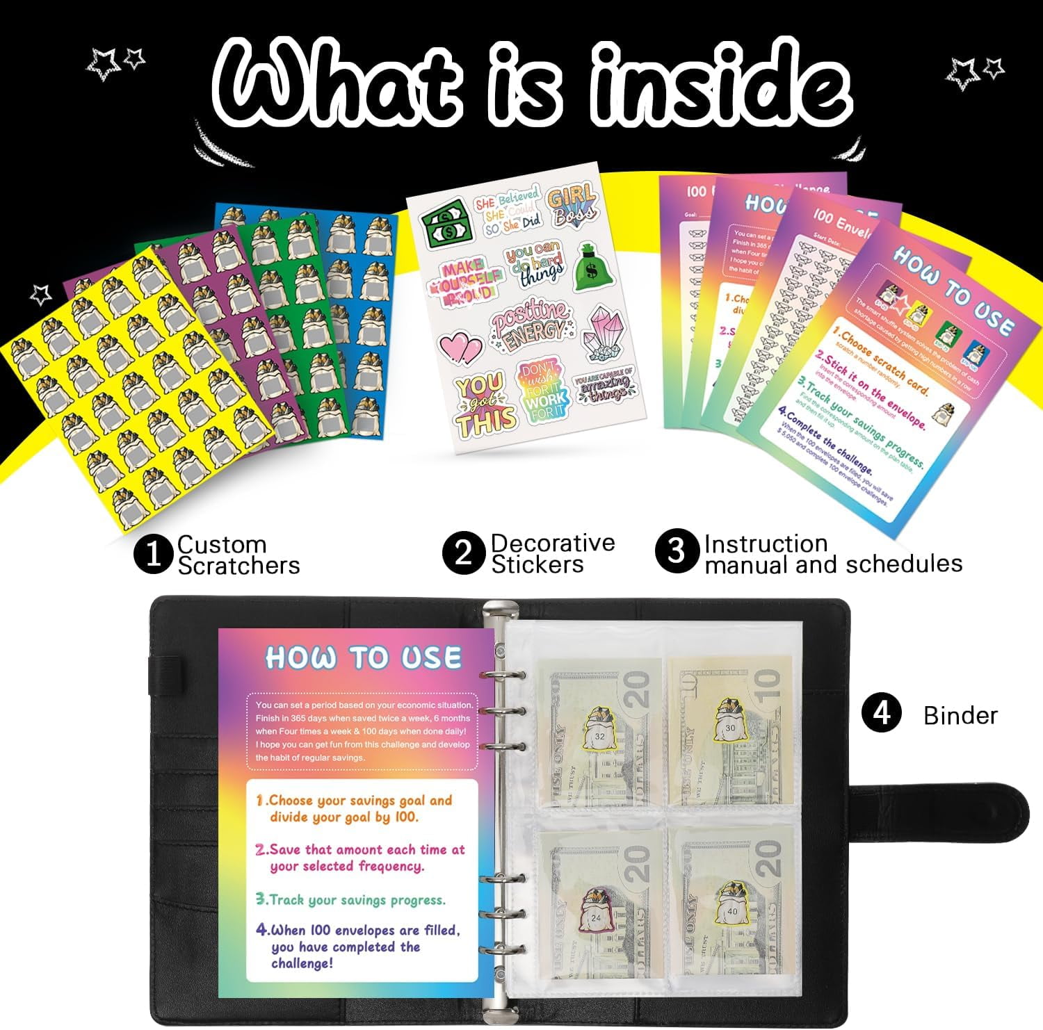 TRAHOO-100 Envelopes Challenge Binder, Money Saving Binder Challenge ...