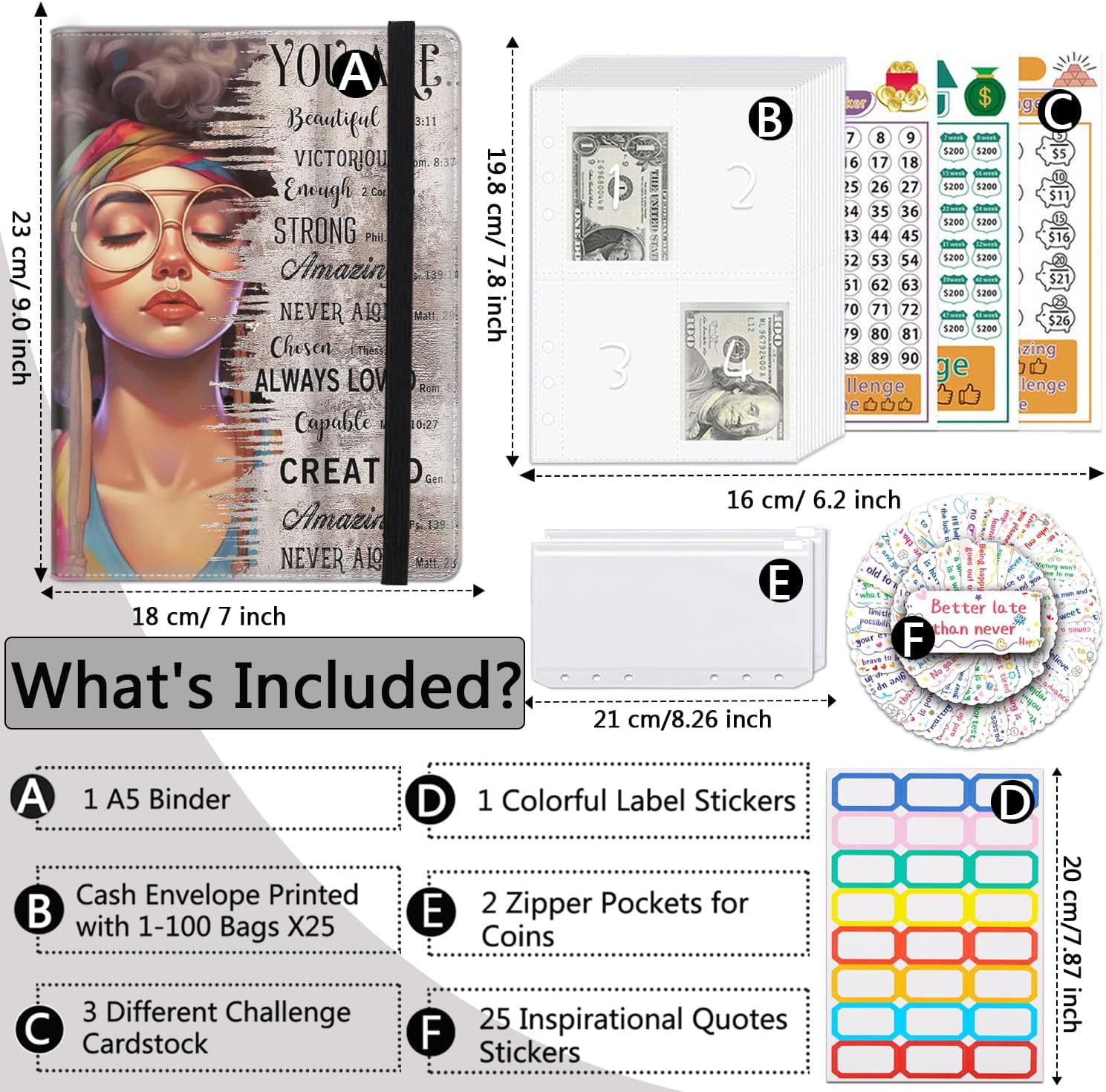 TRAHOO-100 Envelopes Money Saving Binder Book, Budget Binder with Cash ...