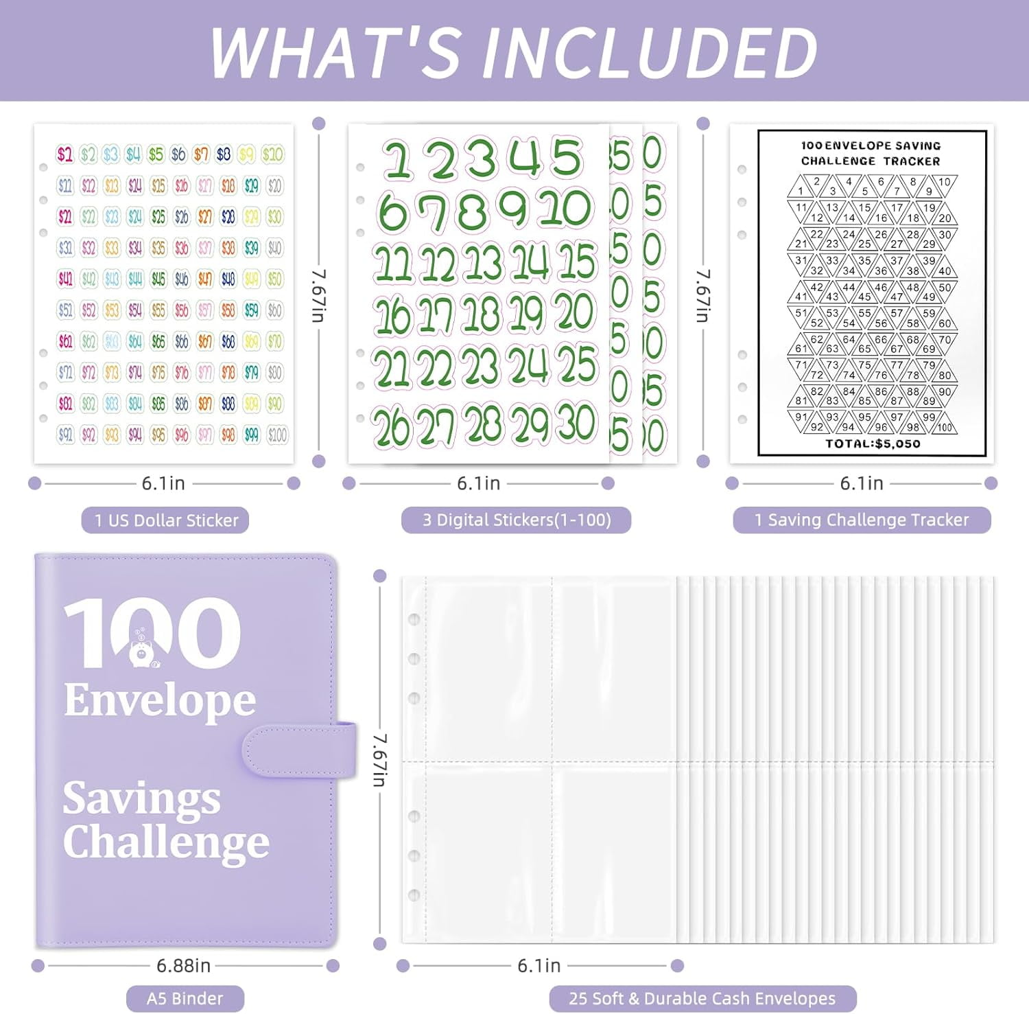 TRAHOO-100 Envelopes Money Saving Challenge, 100 Envelopes Challenge ...