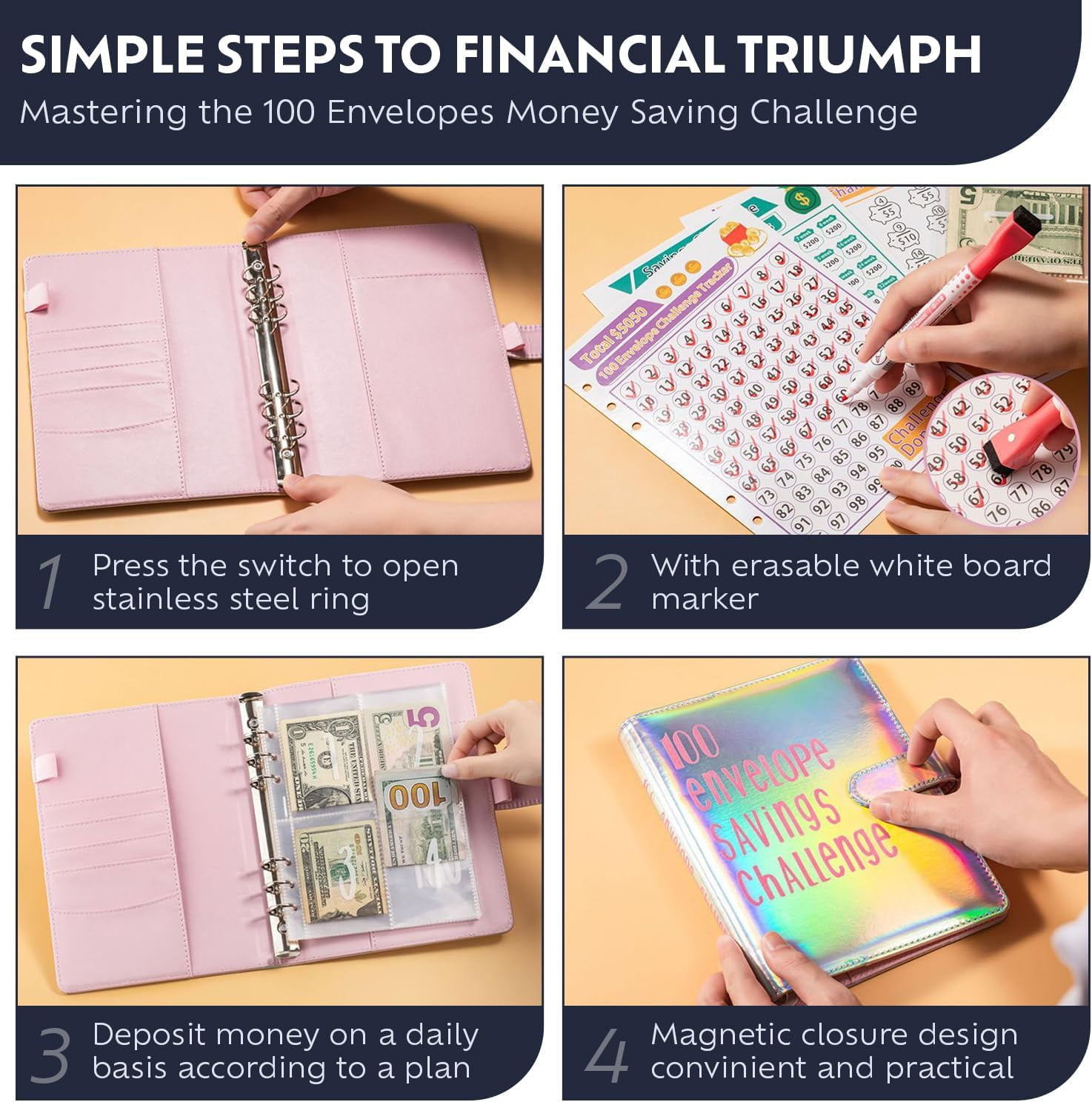 TRAHOO-100 Envelopes Money Saving Challenge - $5050 Saving Challenge ...