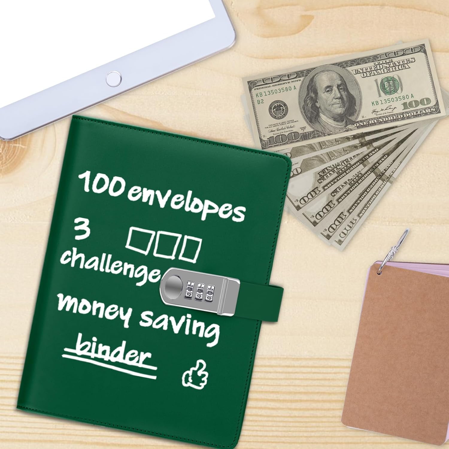 TRAHOO-100 Envelopes Money Saving Challenge Binder with Lock, A5 ...
