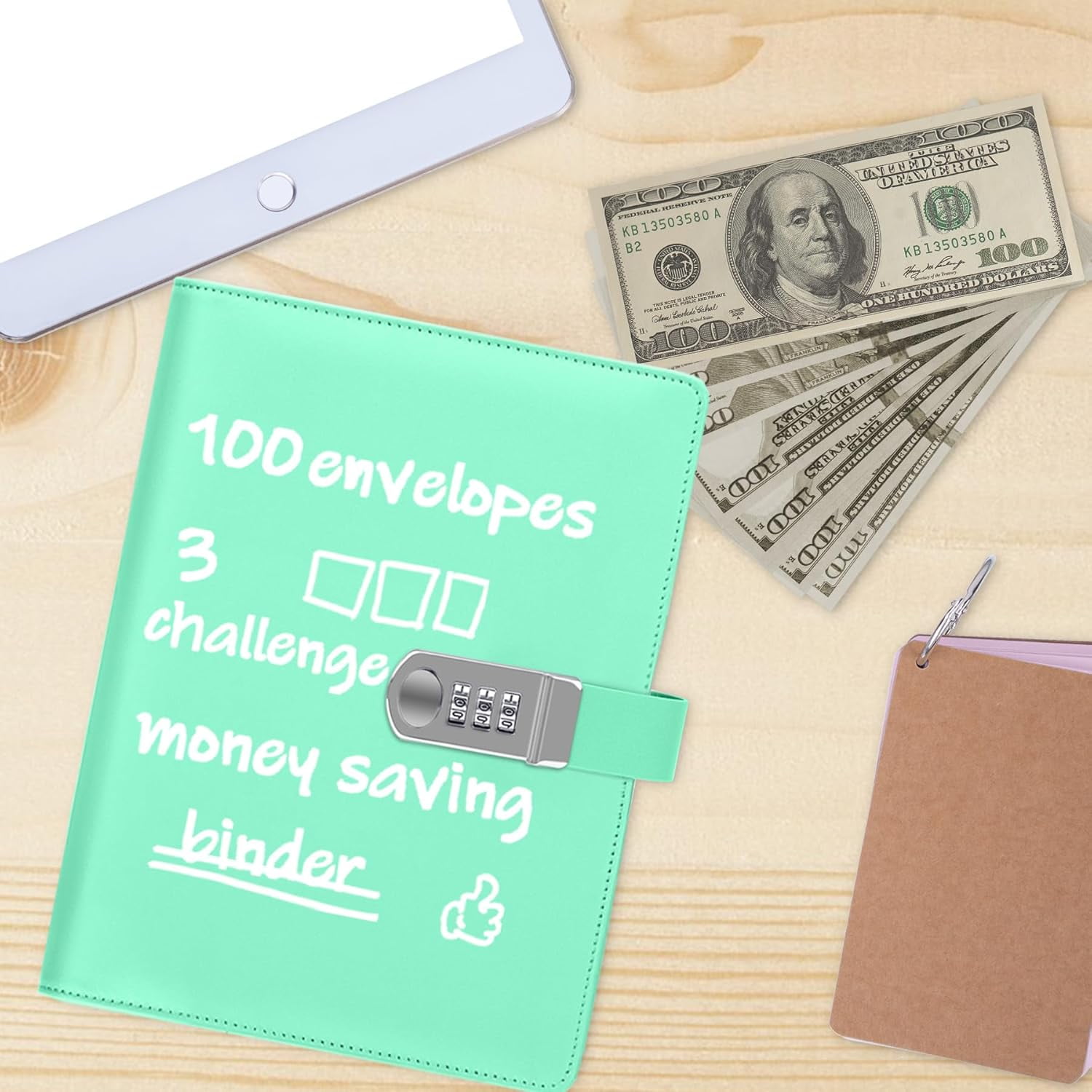 TRAHOO-100 Envelopes Money Saving Challenge Binder with Lock, A5 ...