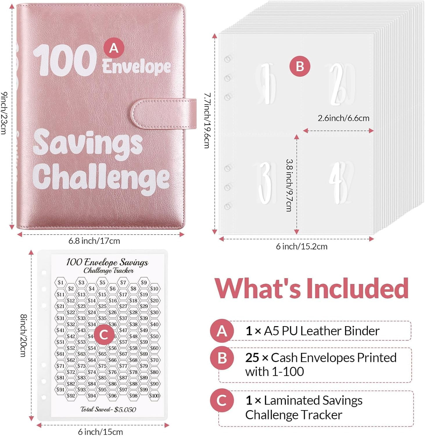 TRAHOO-100 Envelopes Money Saving Challenge Binder, Savings Challenges ...
