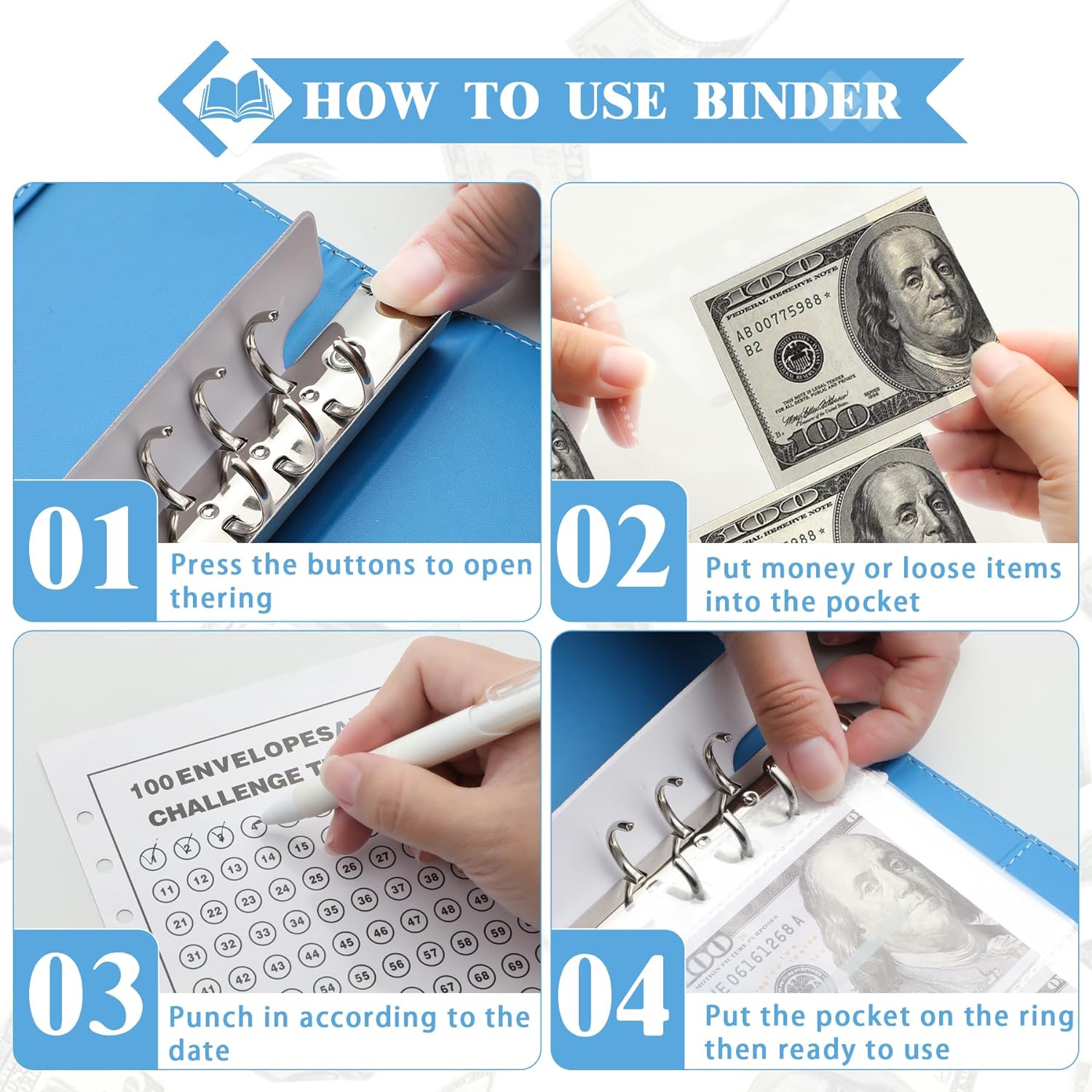 TRAHOO-100 Envelopes Money Saving Challenge Money Saving Binder 100 ...