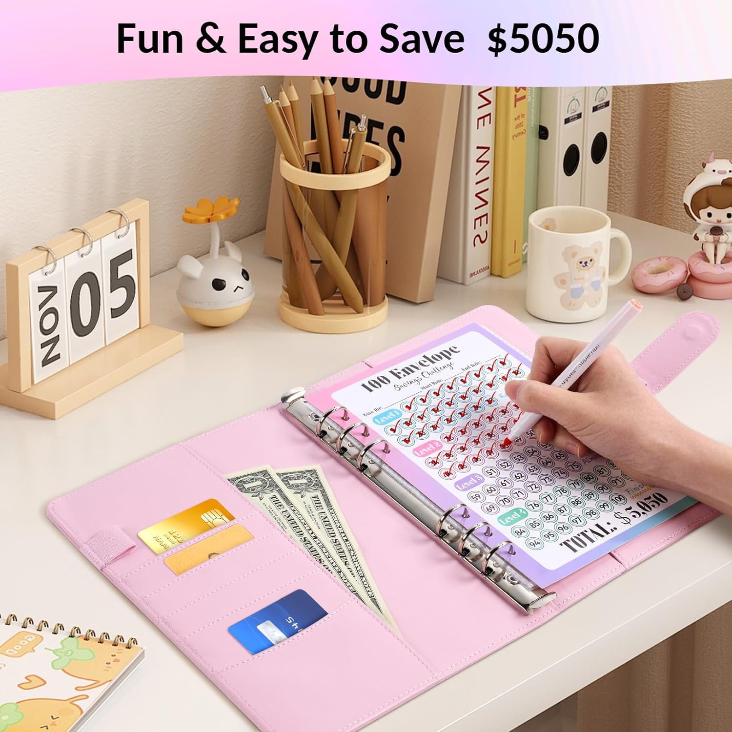 TRAHOO-100 Envelopes Money Saving challenge with Reusable Tracker ...