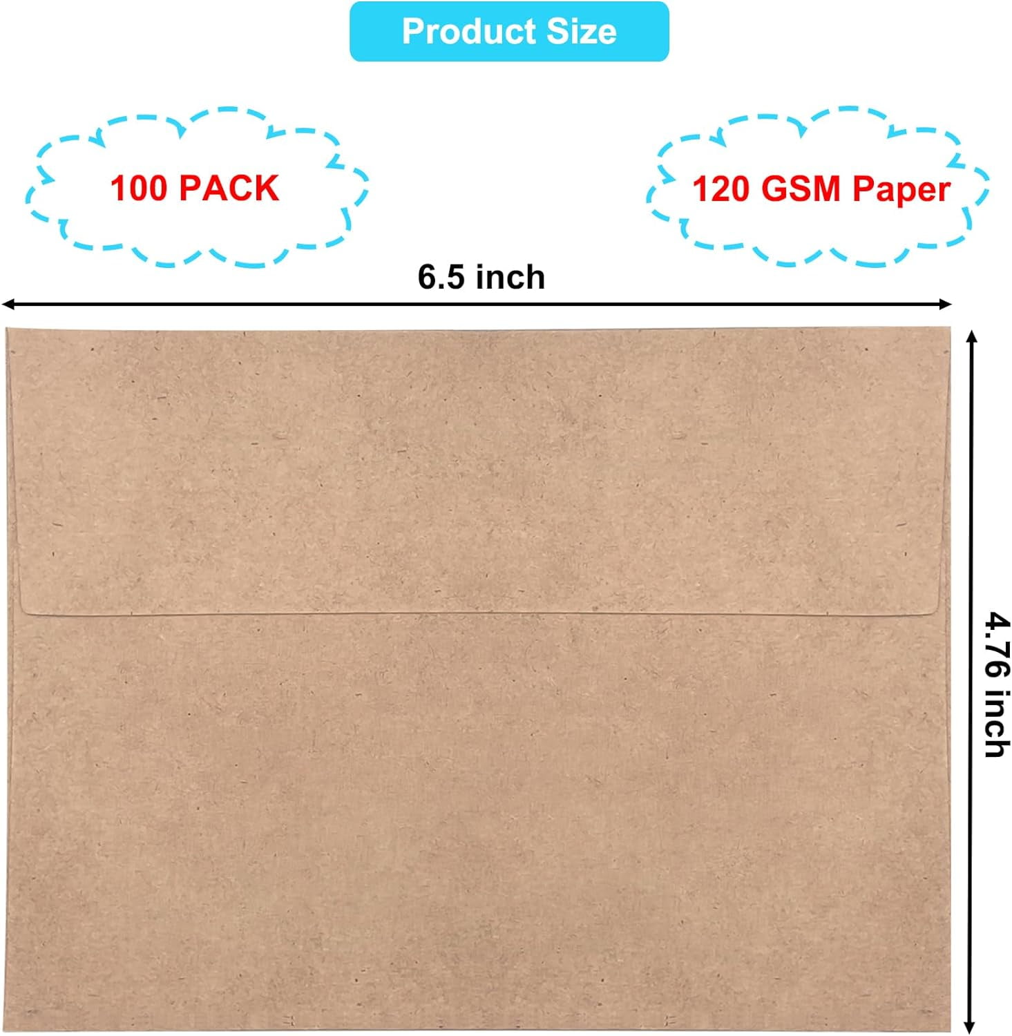TRAHOO-100 Pack 4x6 Envelopes for Invitations, 6.5x4.75" Brown Kraft ...