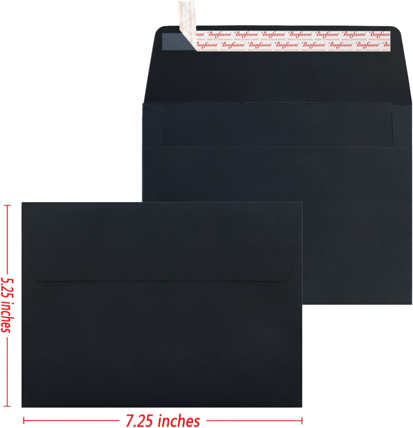TRAHOO-100 Pack A7 Black Invitation Envelopes 5.25 x 7.25 inches Self ...
