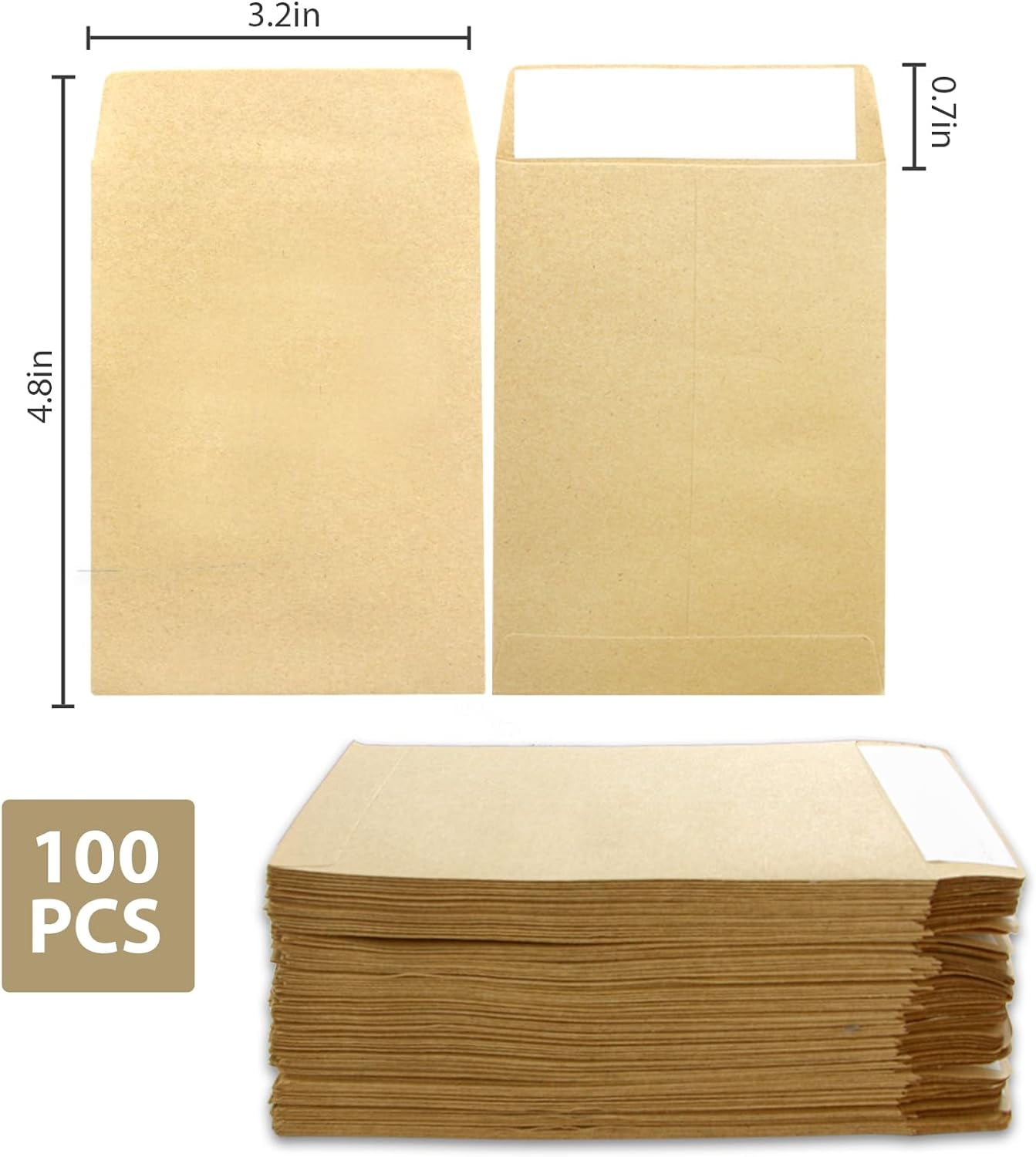 TRAHOO-100 Pack Coin Envelopes 3.23"×4.53",Fully sealed seed envelope ...
