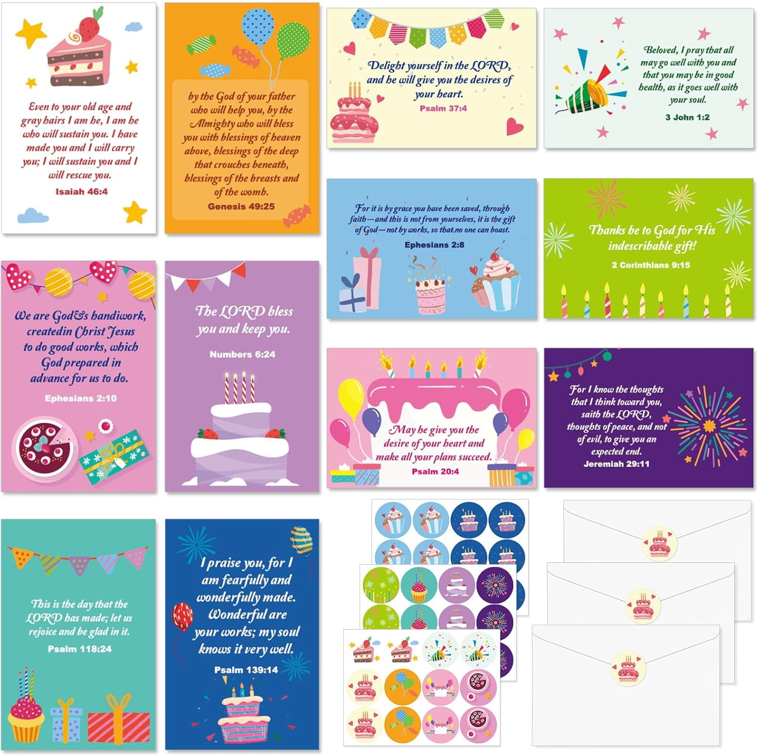 TRAHOO-100 Pack Religious Christian Birthday Cards, 4 x 6 Inch ...