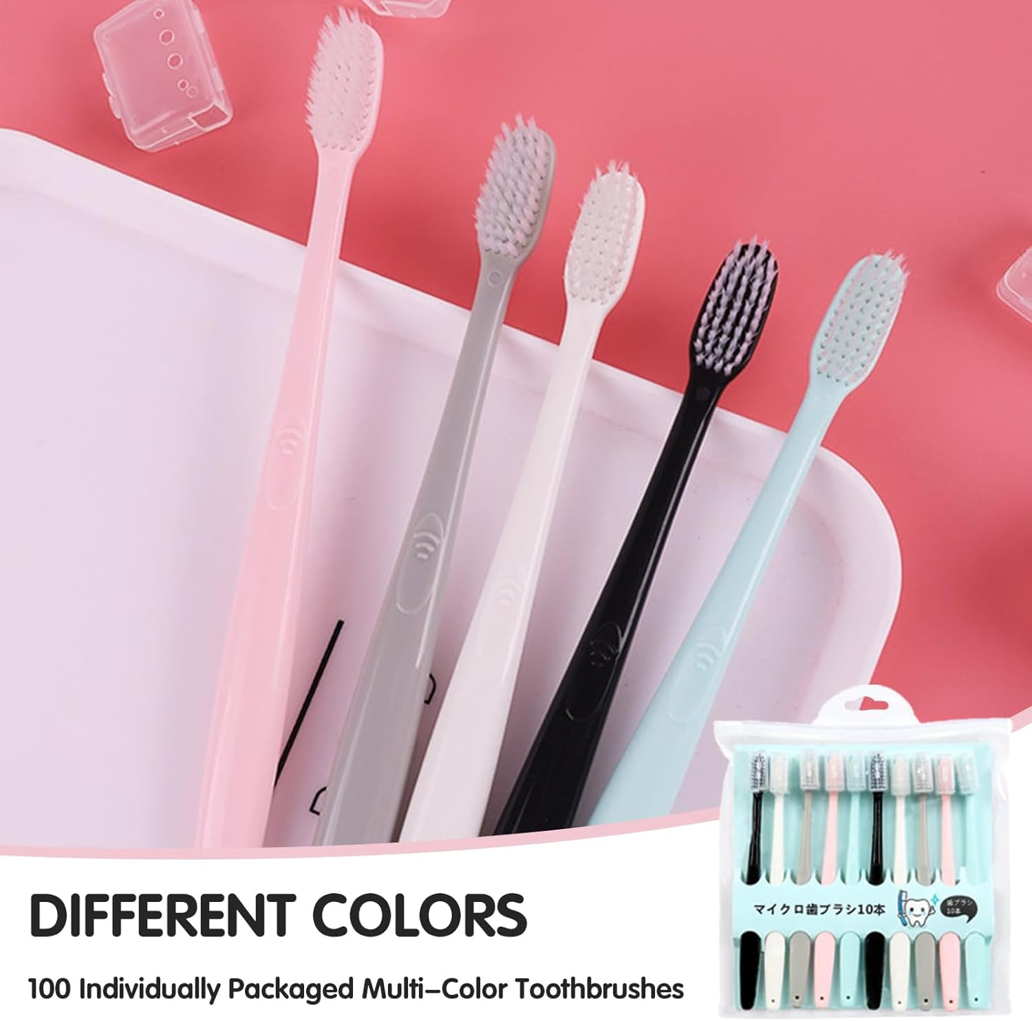 TRAHOO-100 Pcs Disposable Toothbrushes Individually Wrapped,Soft ...