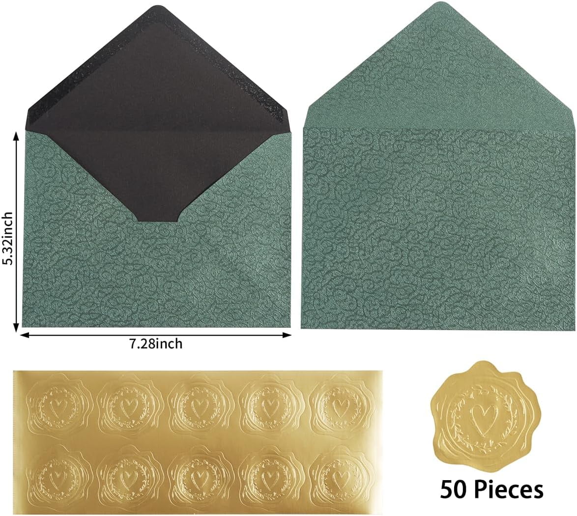 TRAHOO-100 Pieces A7 Envelopes 5x7 Card Envelopes Vines Flower Texture ...