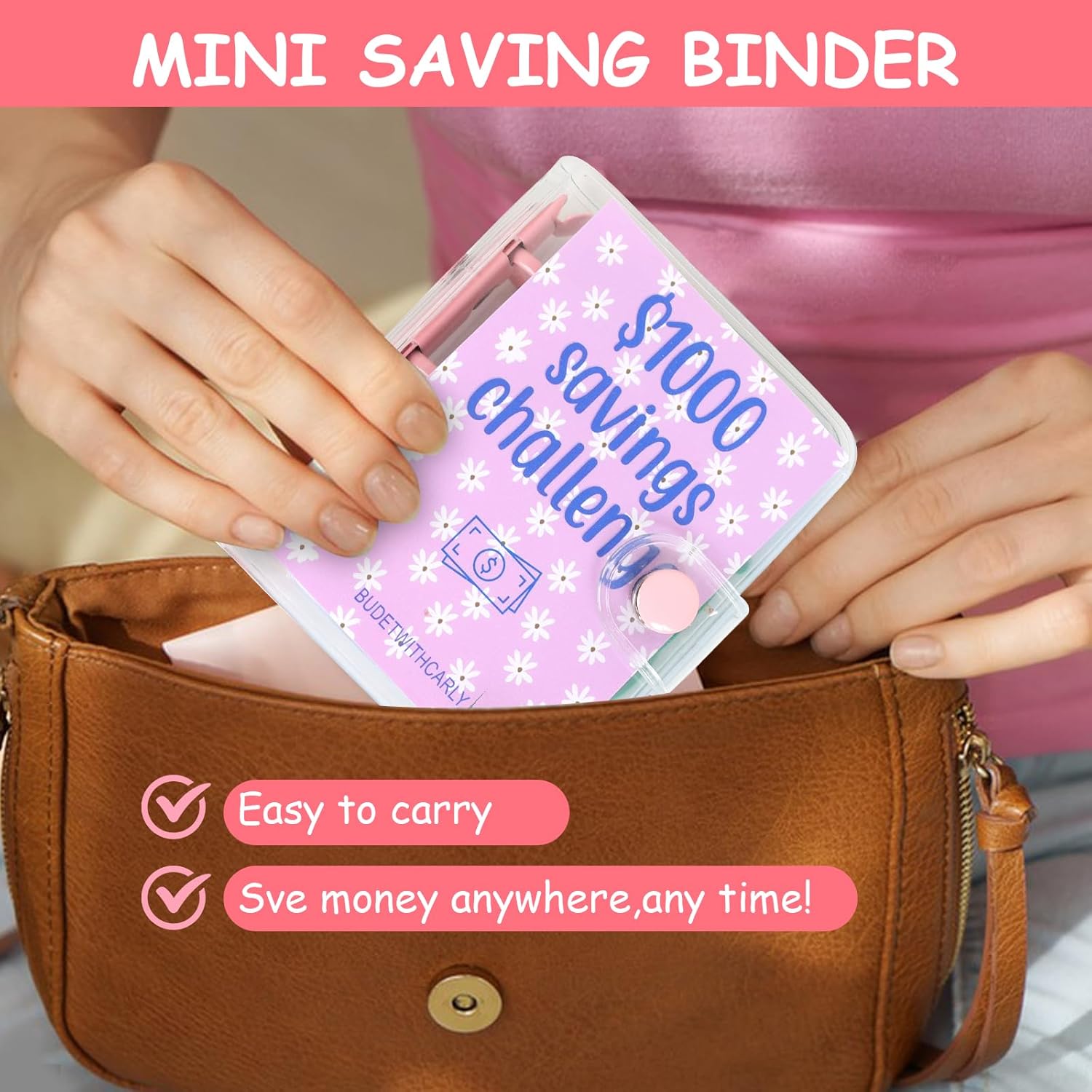TRAHOO-$1000 Savings Challenge Binder Money Saving Challenge Mini ...