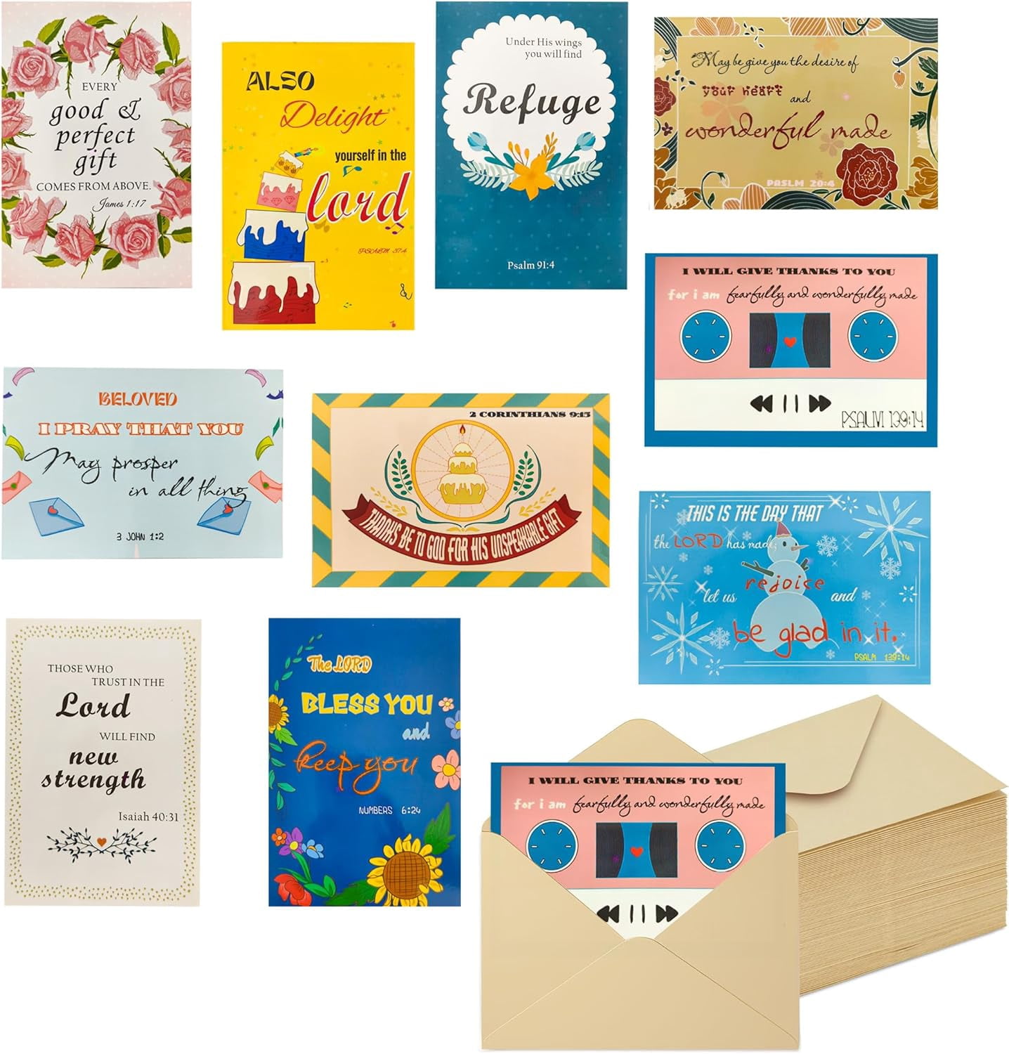 TRAHOO-100PCS religious birthday cards Bulk Set 4 x 6 Inch with ...