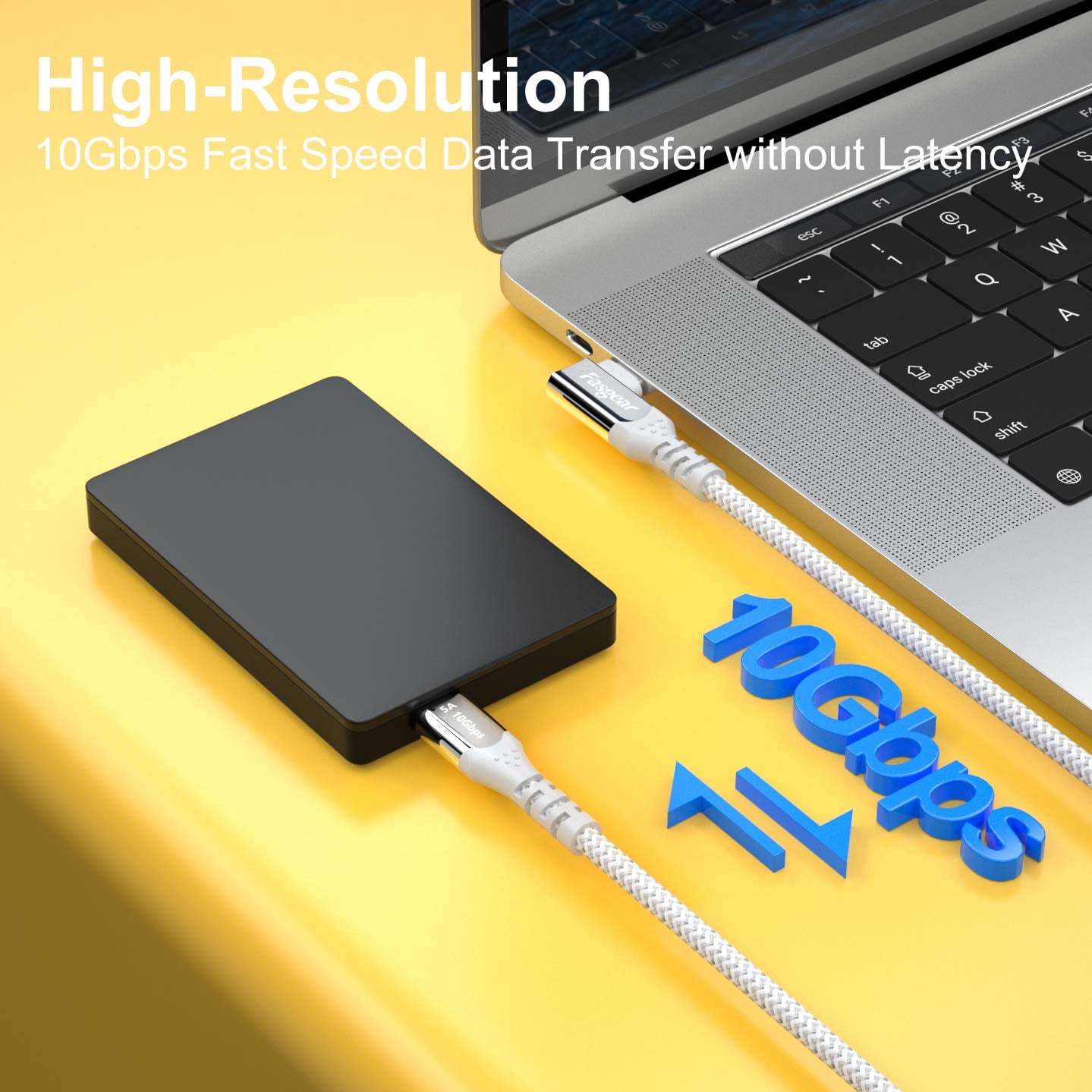 TRAHOO-100W USB C to Type C 90 Degree Cable 3ft, USB 3.1 Gen 2 10Gbps ...