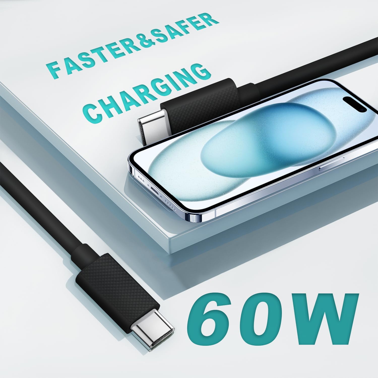 TRAHOO-10FT USB C to USB C Cable, USB C Charger Cable, USB C Cable, 60W ...