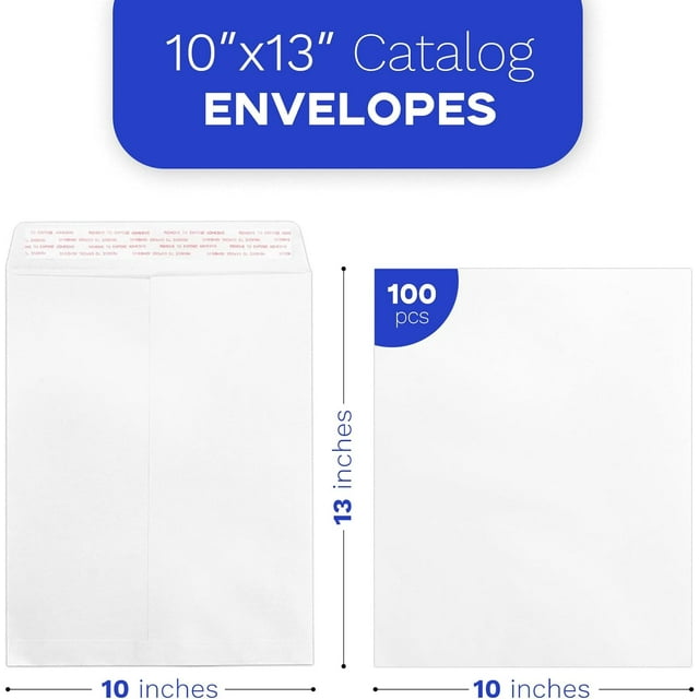TRAHOO-10x13 White Envelopes Self Seal 100 Pack, 80GSM Paper Security ...
