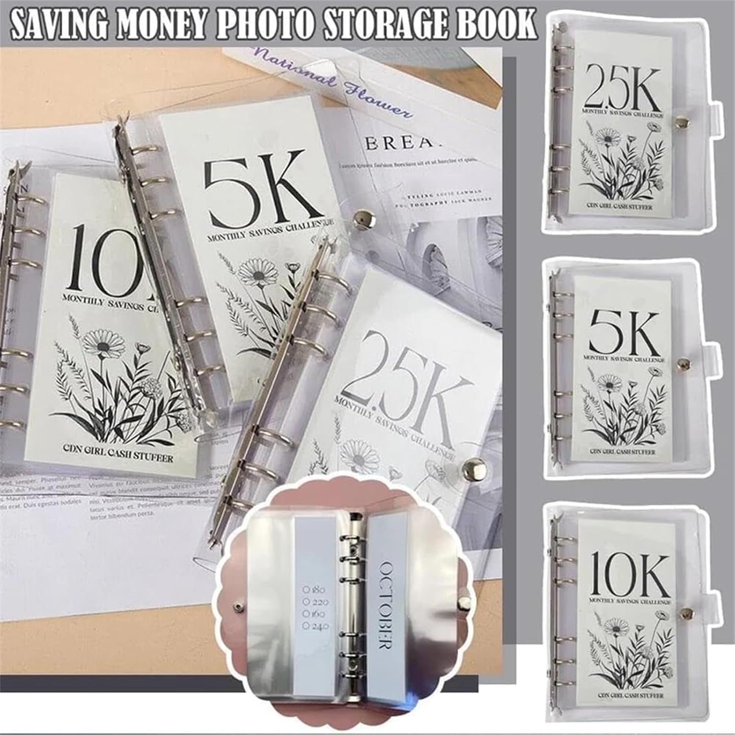 TRAHOO-12-Month Envelopes Money Saving Challenge Binder,Loose Leaf ...