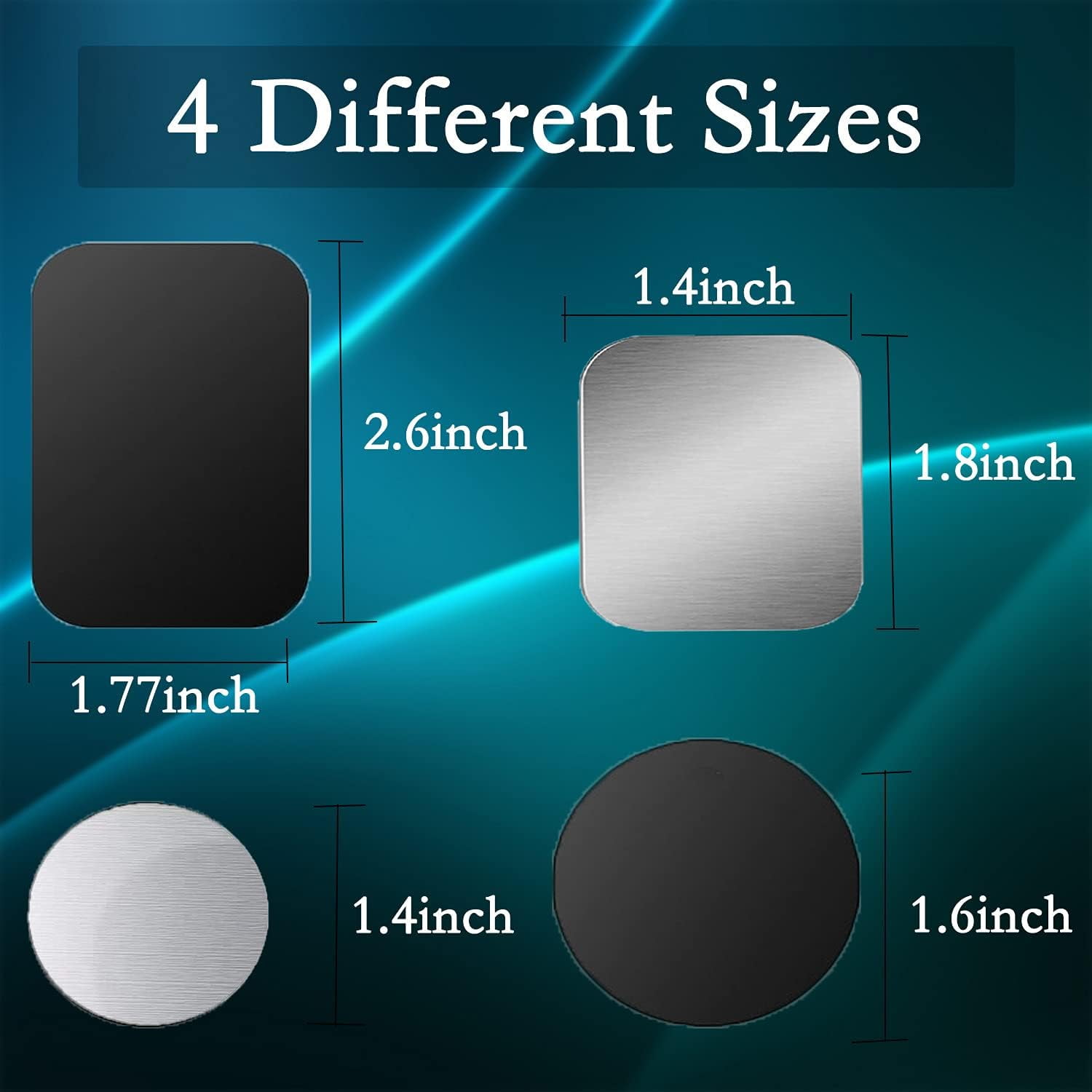 TRAHOO-12 Pack Mount Metal Plate for Phone Magnet with 4 Different Size ...