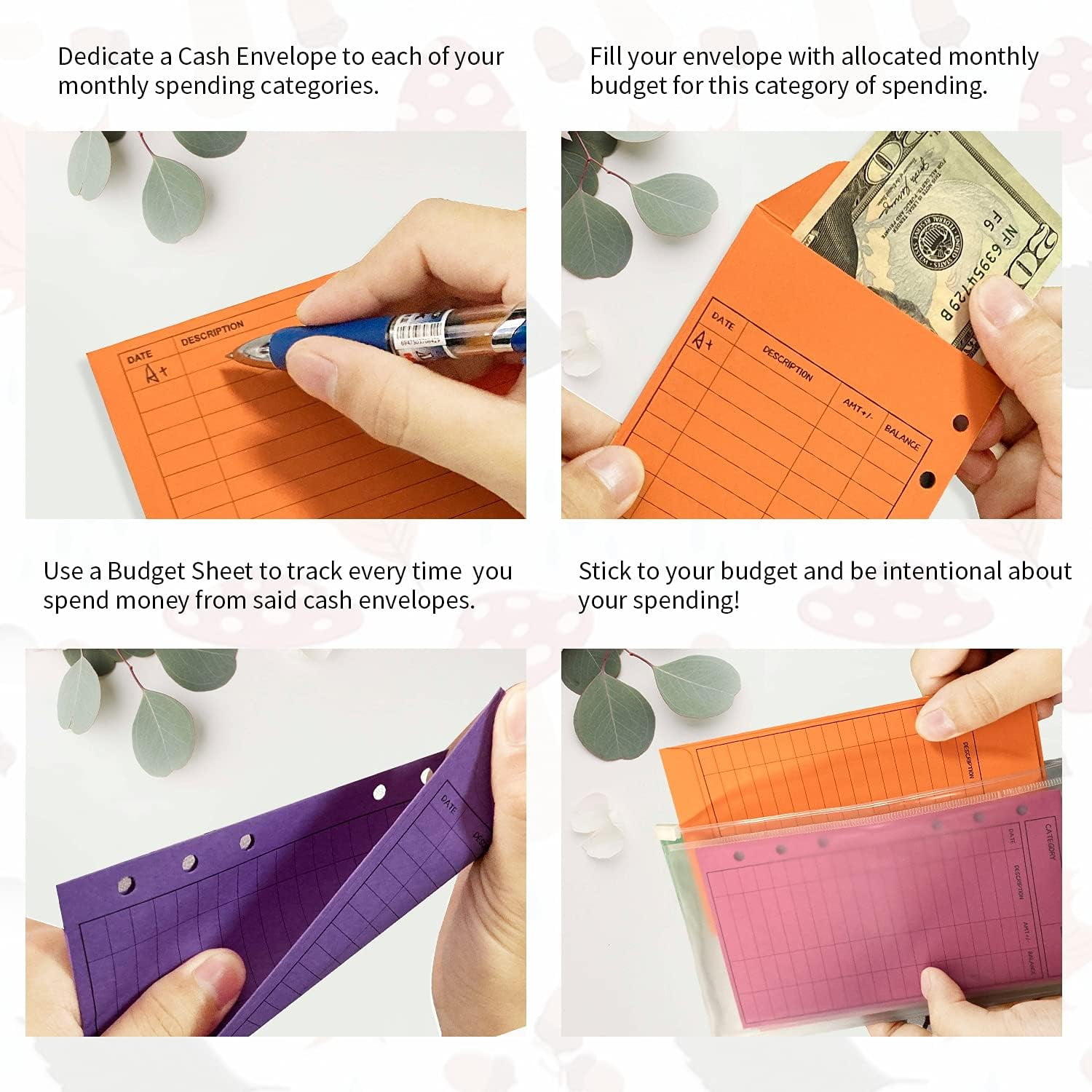 TRAHOO-12 Pcs Cash Envelopes for Budgeting, Budget Envelope for Cash ...