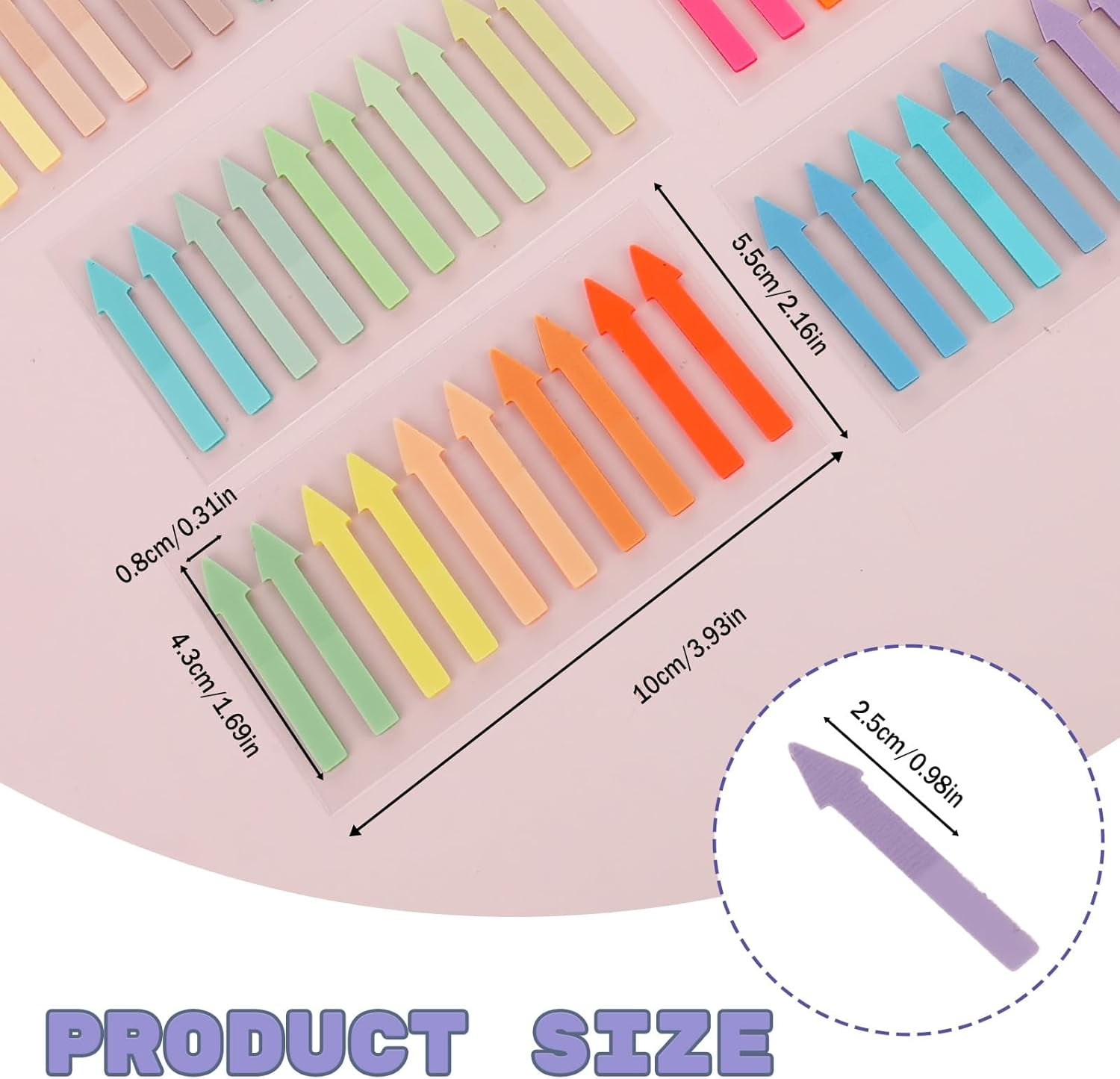 TRAHOO-1200Pcs Page Markers Colored Sticky Tabs, Translucent Arrow ...