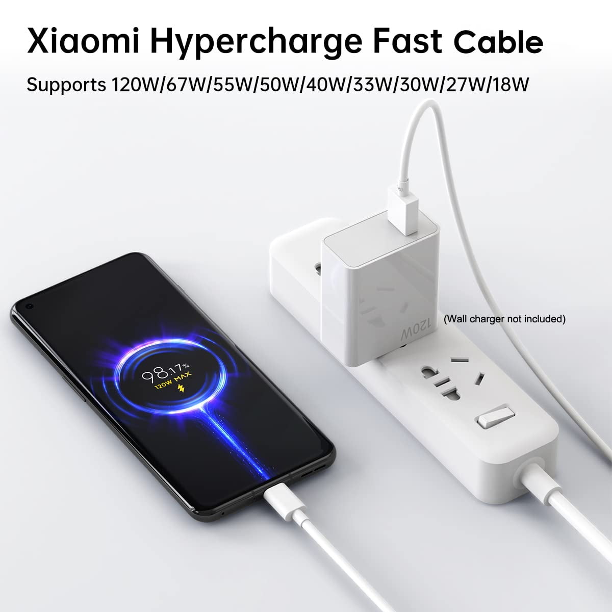 TRAHOO-120W for Xiaomi Charger Cable Hypercharge Turbo USB Type C Fast ...