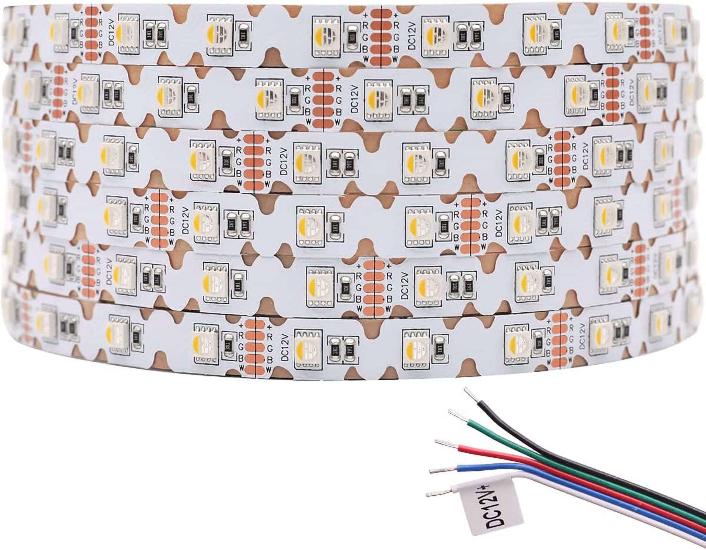 TRAHOO-12V 4in1 RGBW LED Strip Lights 360° Bending S Shape RGB+6000K ...